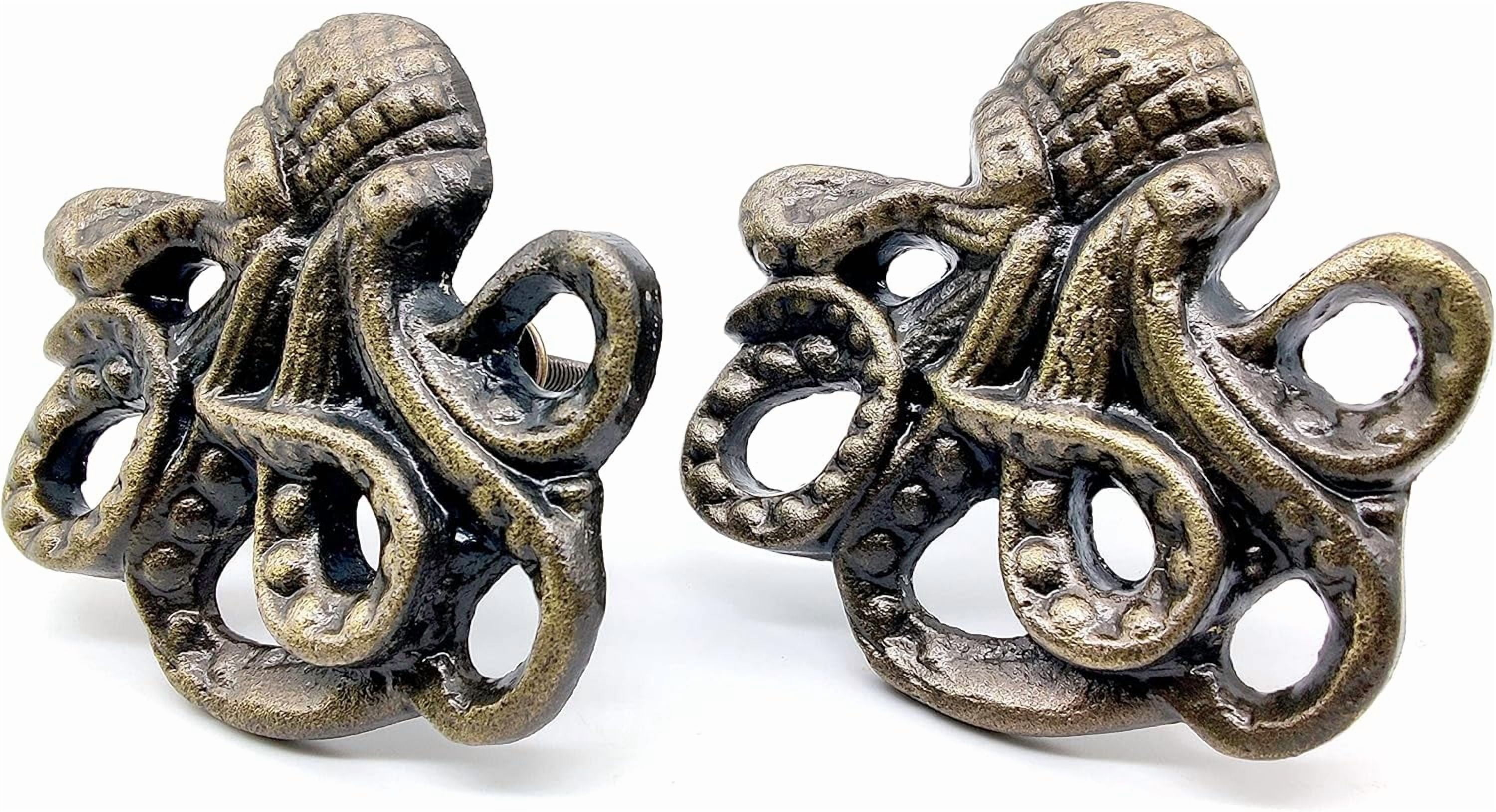 FUGee-'s Cast Iron Octopus Knob - Nautical Cabinet Drawer Pulls - Metal ...