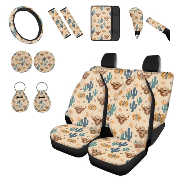 FUIALDOLG 14 Pcs Car Seat Covers Full Set, with Steering Wheel Cover ...