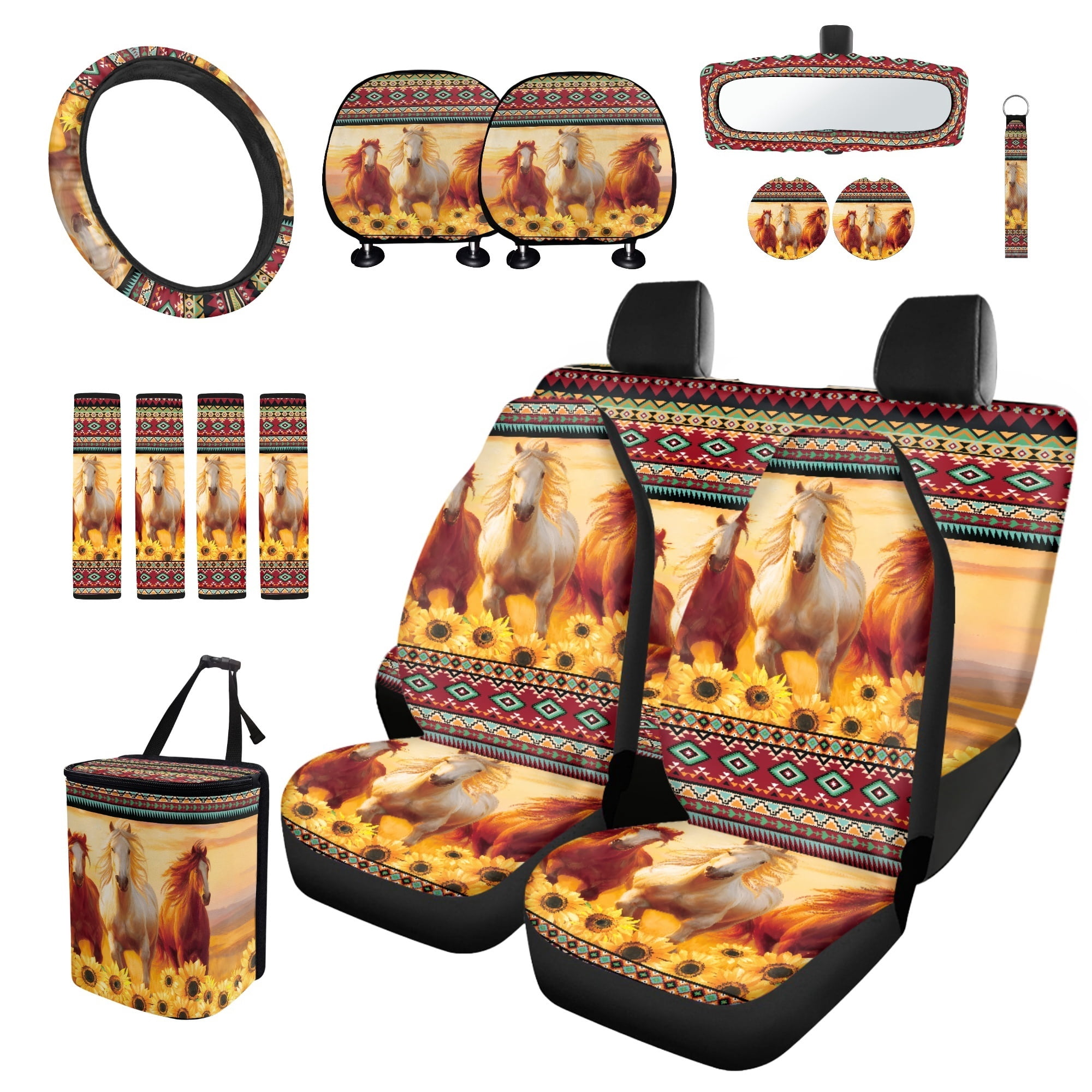 FUIALDOLG 16 Pieces Auto Seat Cover Full Set, Comfy Protective Seat ...