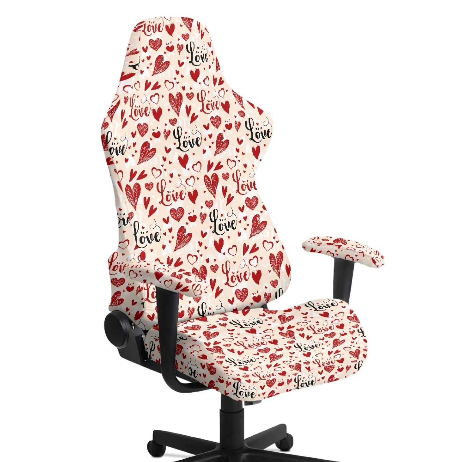 FUIALDOLG 4Pcs Red Love Hearts Office Chair Covers with Armrest ...