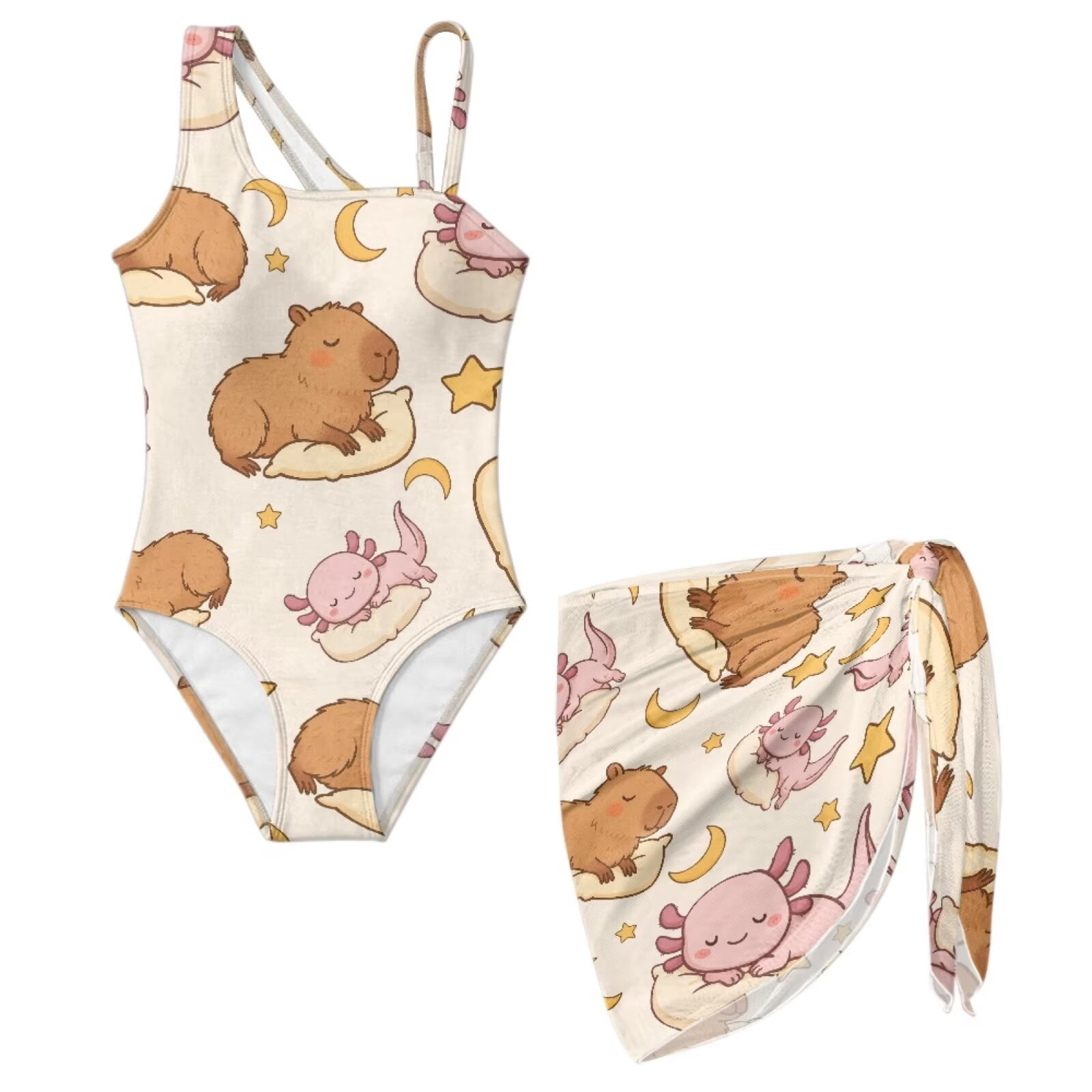 FUIALDOLG Adorable Capybara Axolotls Swimsuit Summer Beachwear Girls ...