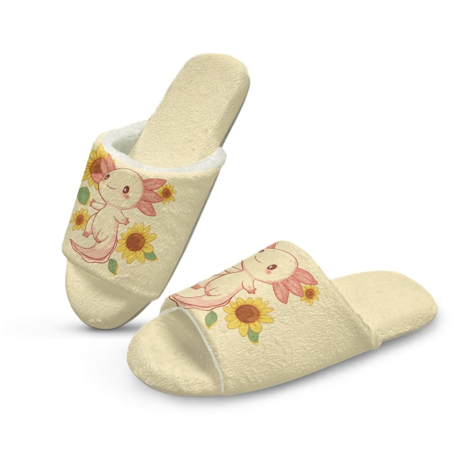 FUIALDOLG Axolotl Sunflower Print House Slippers for Women with Arch ...