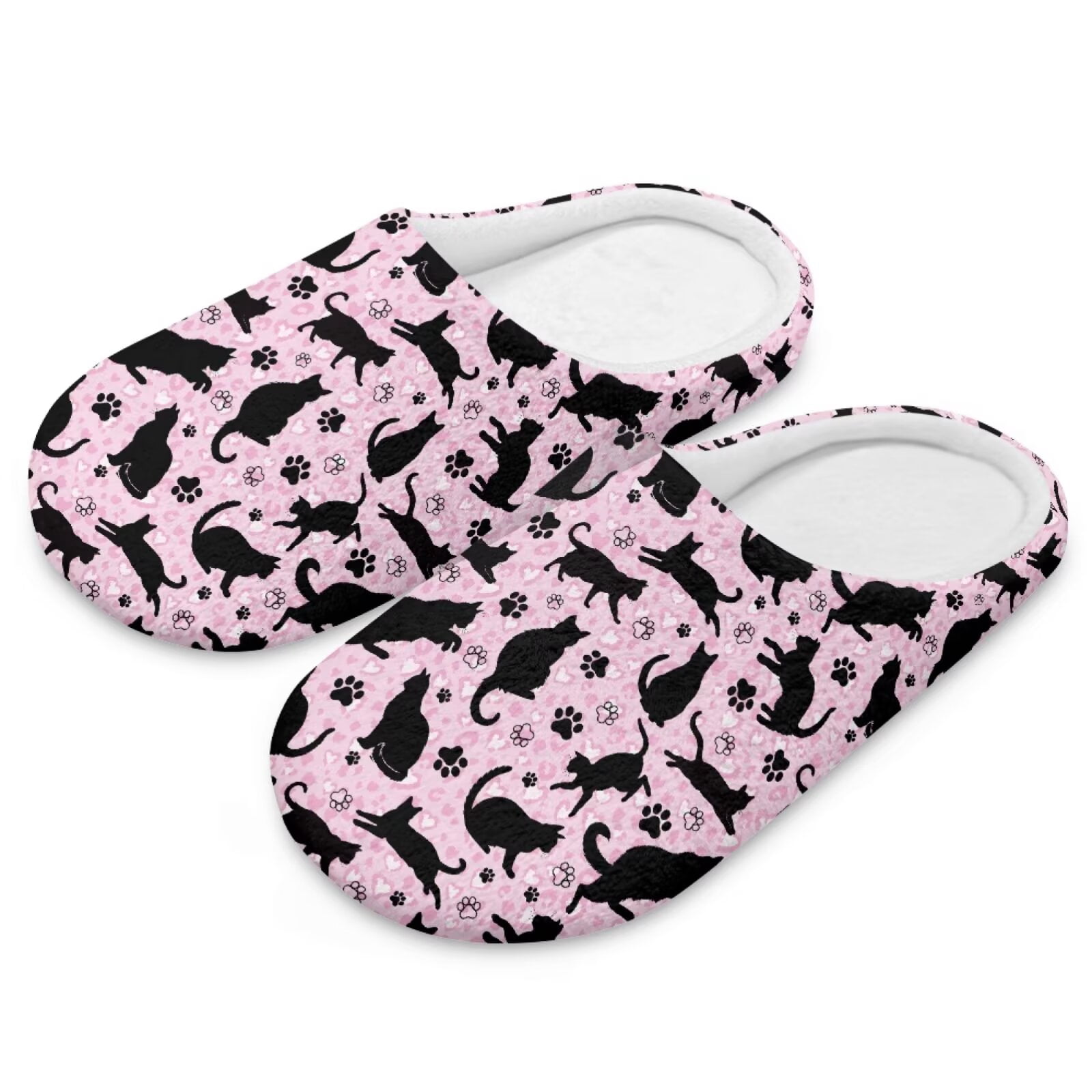 FUIALDOLG Black Cats Pink Print Slippers for Women Japanese Style House ...