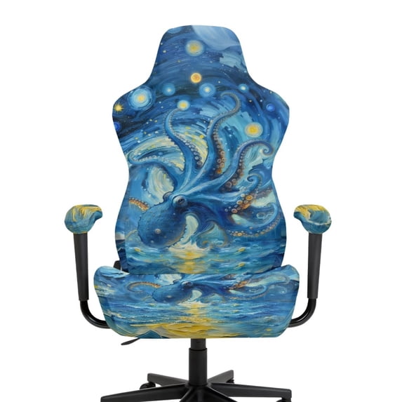 FUIALDOLG Blue Starry Sky Octopus Office Computer Chair Covers with ...