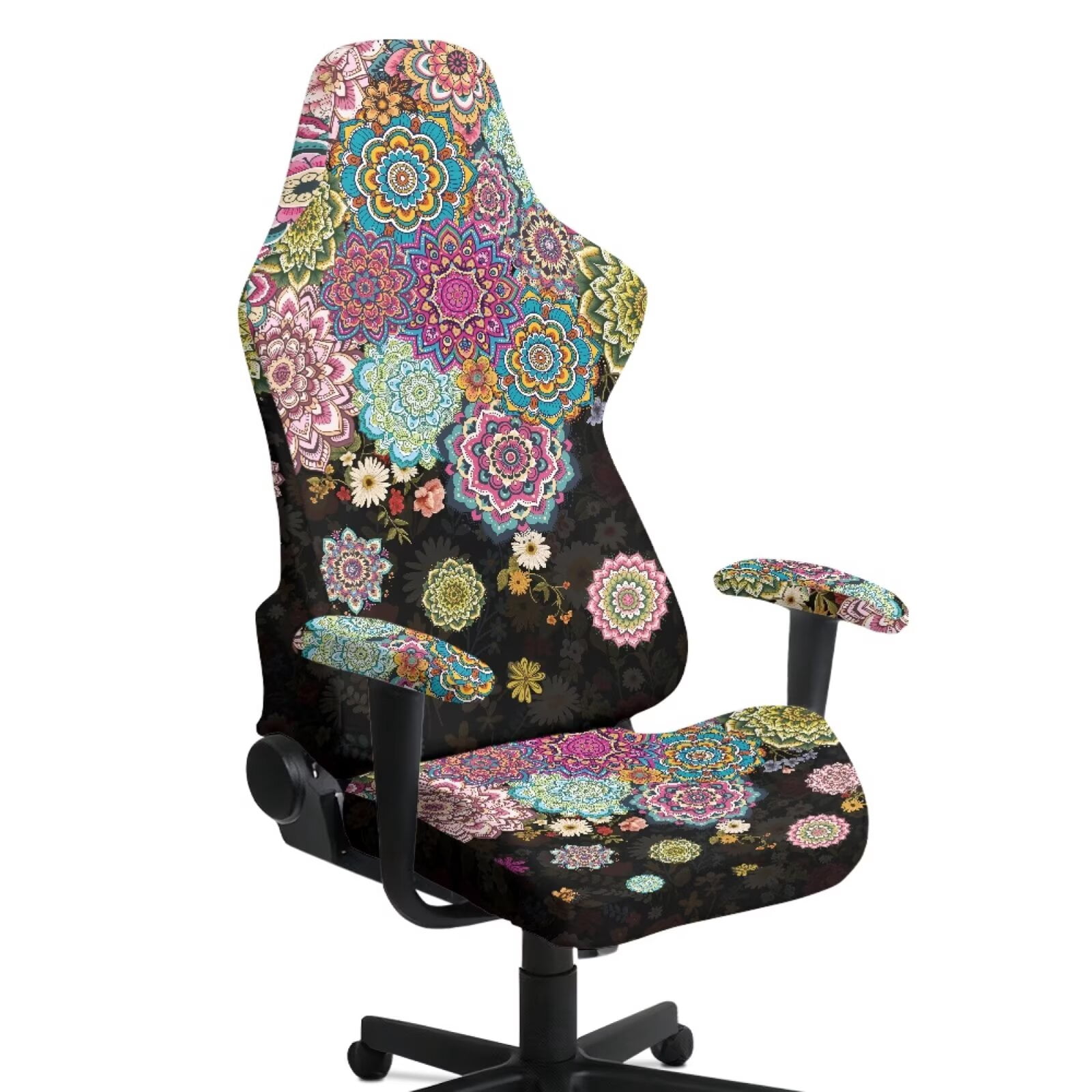 FUIALDOLG Boho Mandala Flower Gaming Chair Covers with Armrest Pad ...