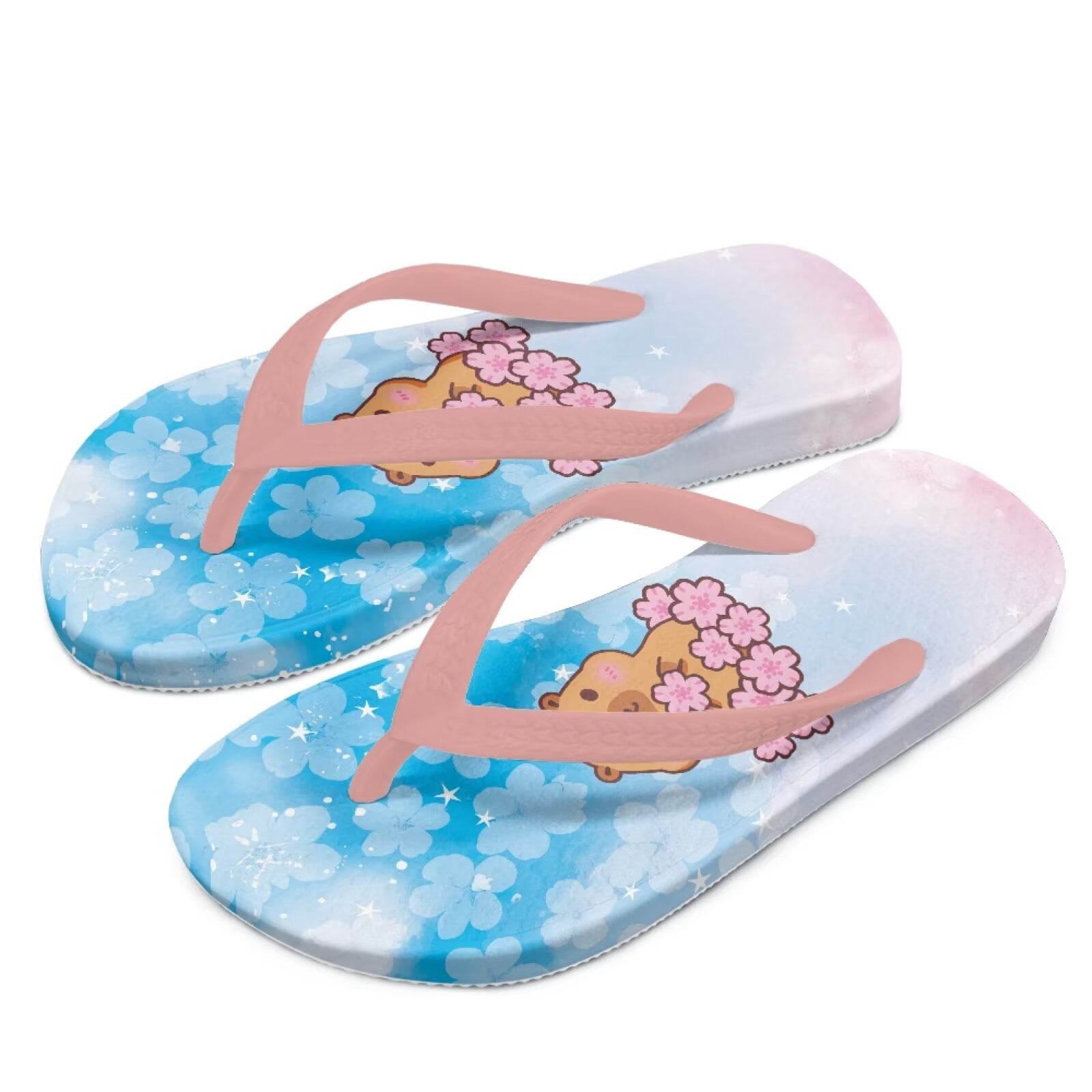 FUIALDOLG Boy Flips Flops for Kids Cute Capybara&Cherry Blossom Print ...