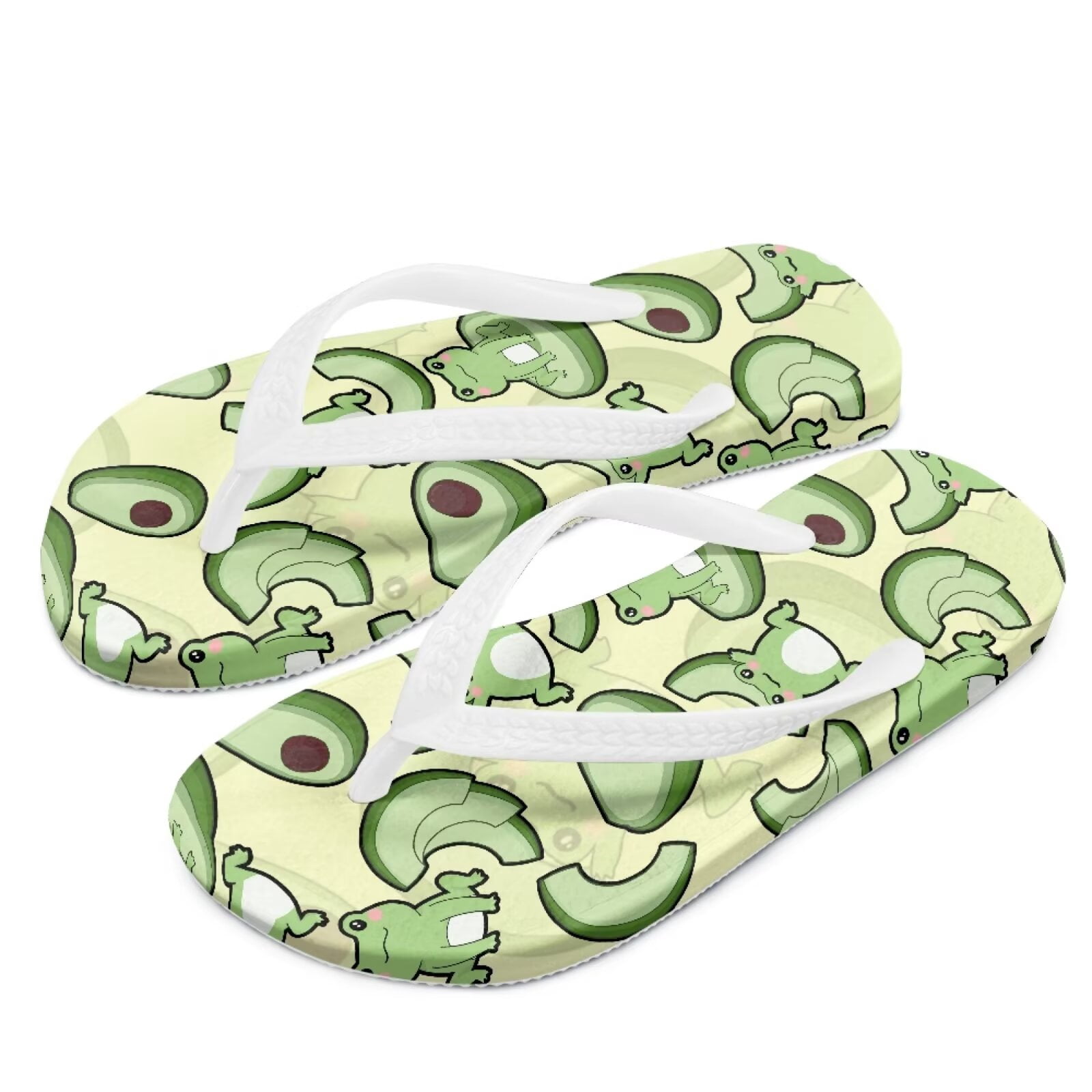 FUIALDOLG Boys Girls Flip Flops Cartoon Frog&Avocado Print Child Summer ...