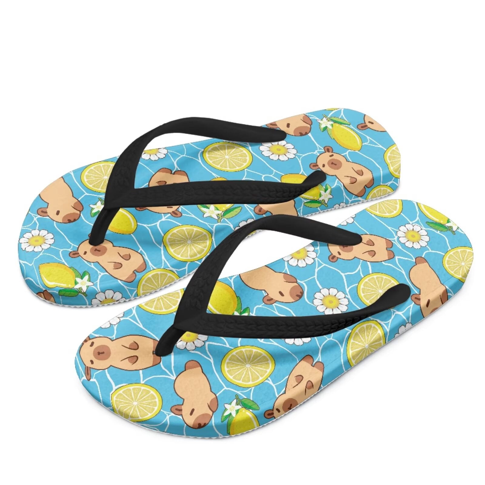 FUIALDOLG Boys Girls Flip Flops Sandals Capybara&Lemon Floral Print ...