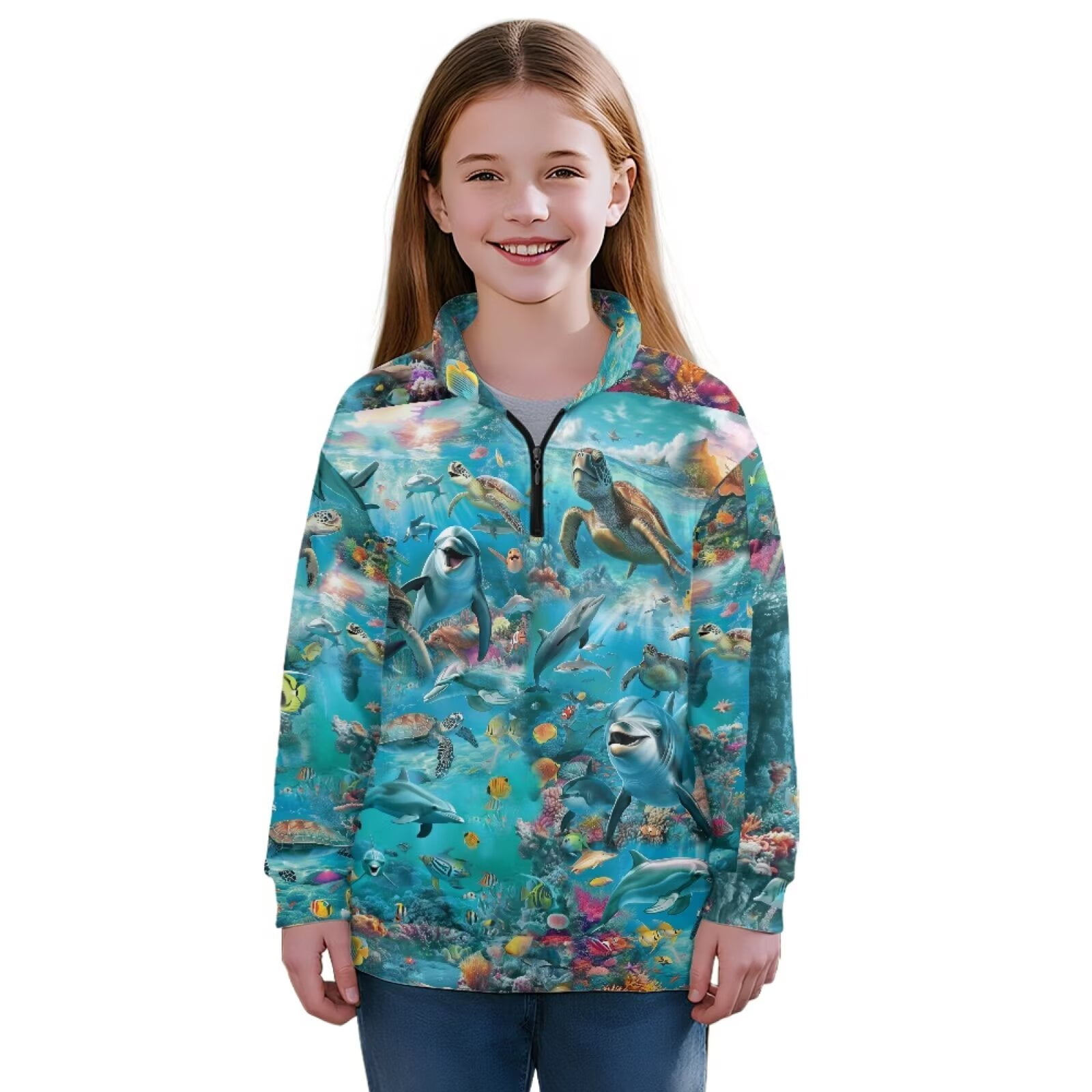 FUIALDOLG Cartoon Ocean Animal Hoodie Sweatshirt for Girl Long Sleeve ...
