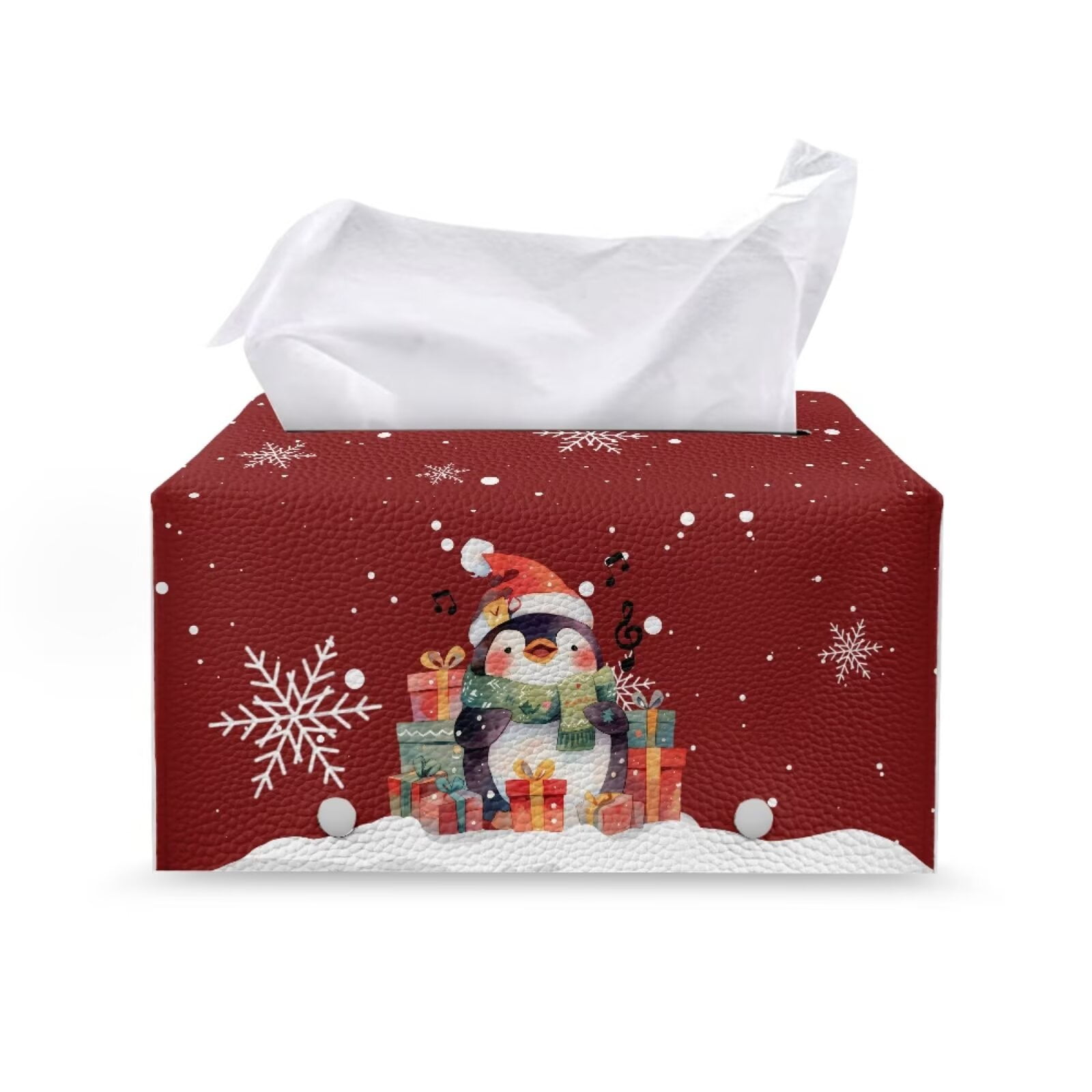 FUIALDOLG Christmas Rectangle Tissue Box Cover - Waterproof PU Leather ...