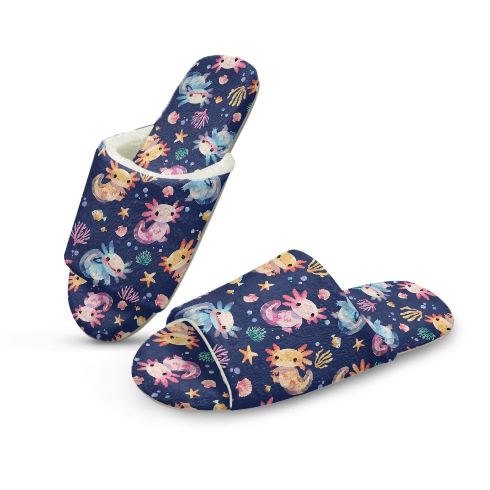 FUIALDOLG Color Axolotl Print Women's House Slippers Open Toe Slide ...