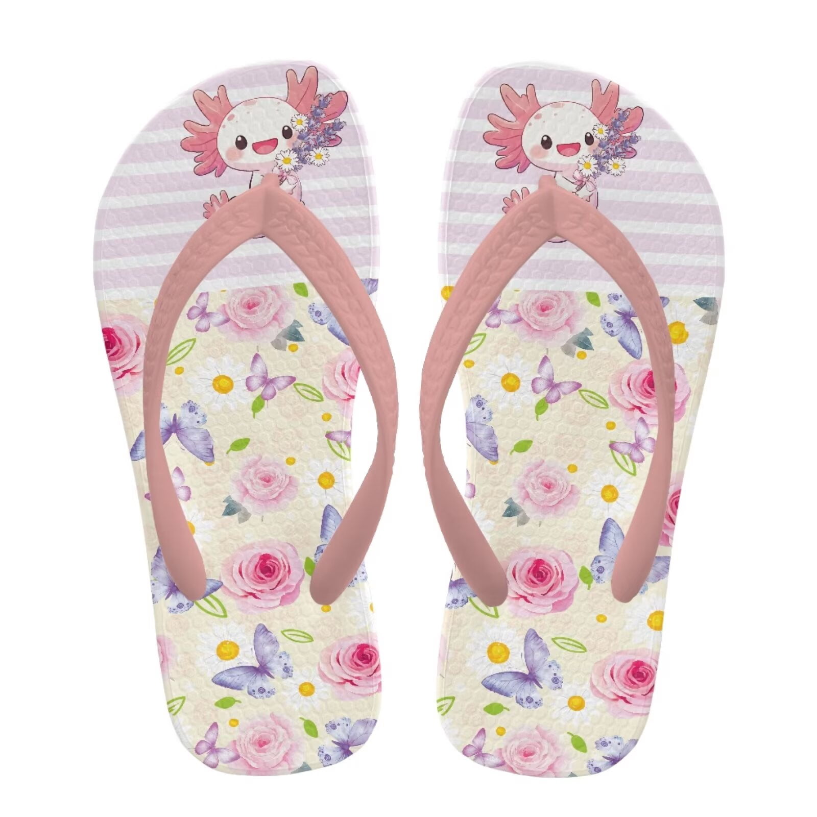 FUIALDOLG Cute Axolotl Butterfly Print Flip Flop Sandal Water Shoes ...