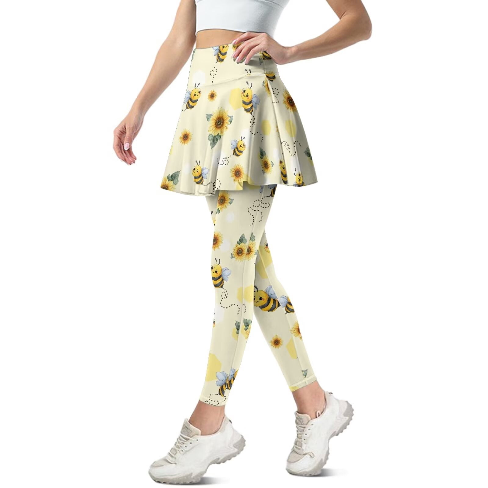 FUIALDOLG Cute Bee Skirted Leggings for Women Athletic Tennis Skirt ...
