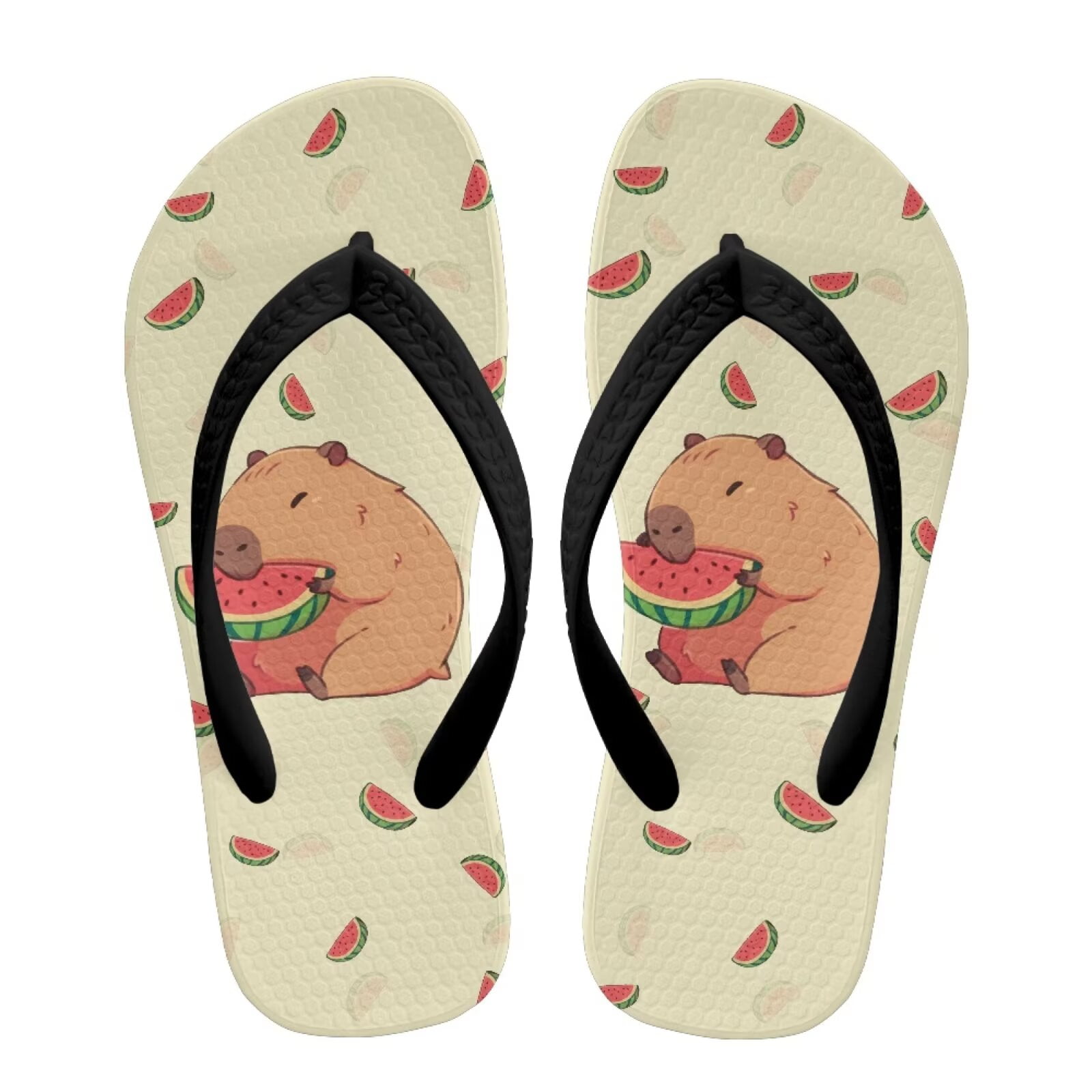 FUIALDOLG Cute Capybara Watermelon Print Flip Flop Sandal Water Shoes ...