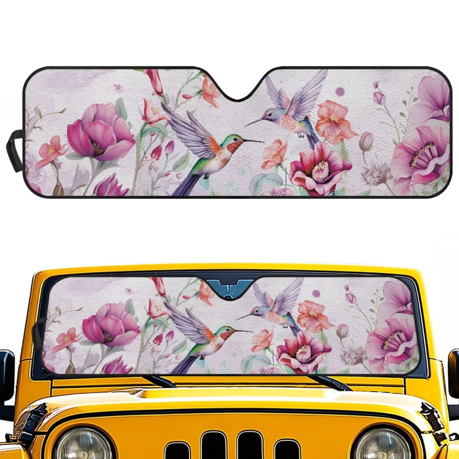 FUIALDOLG Cute Hummingbird Flower Windshield Sun Shade for Car Off-road ...