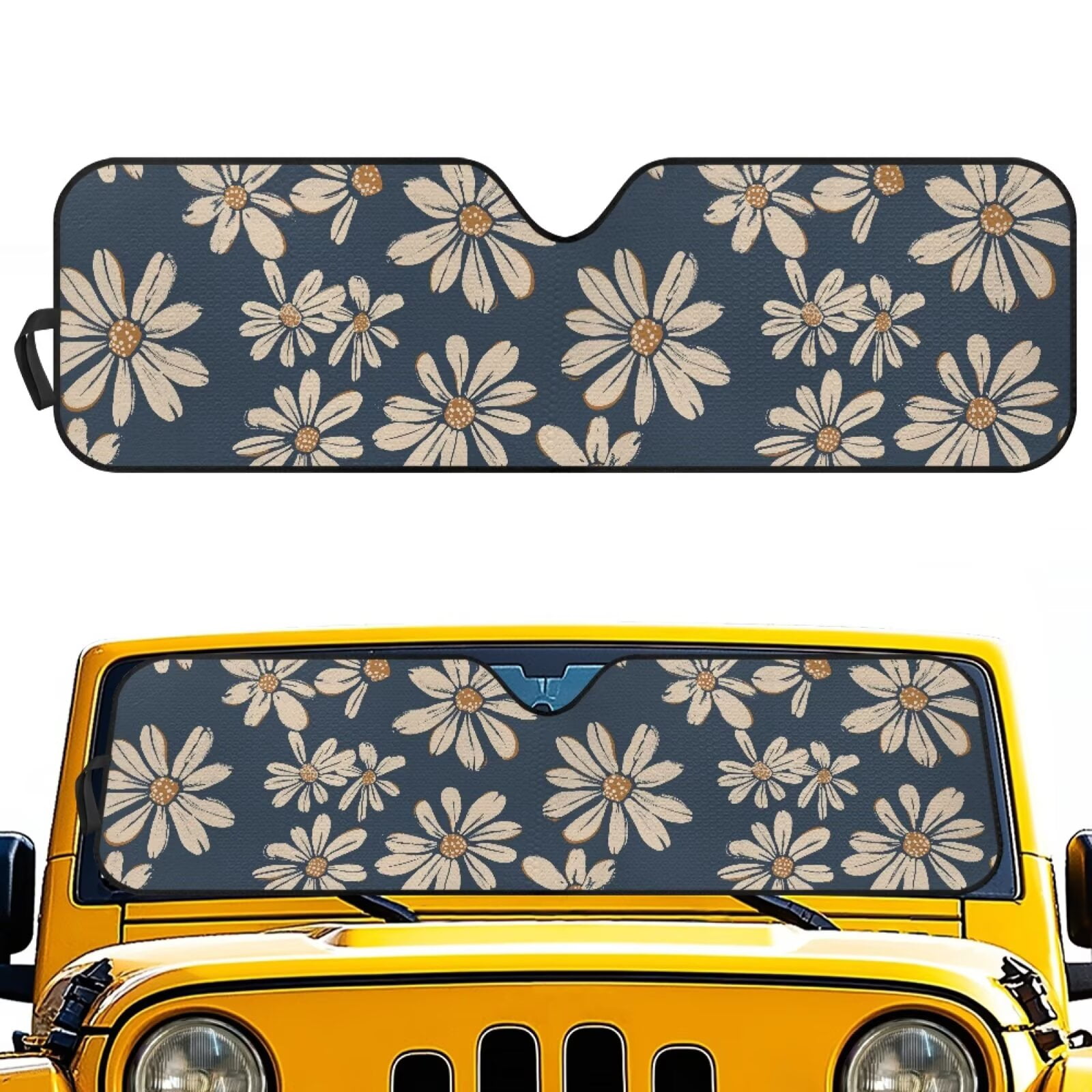 FUIALDOLG Daisy Floral Windshield Sun Shade for Car Off-road Vehicle ...