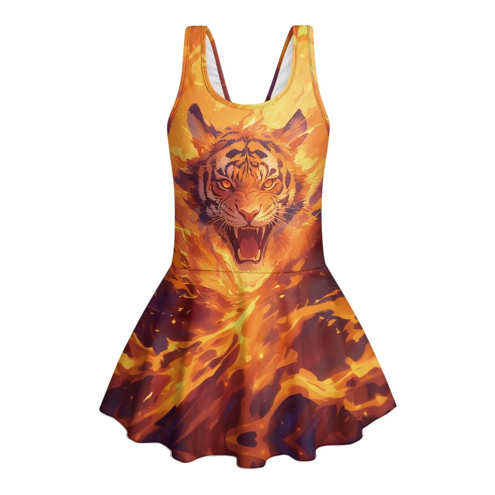 FUIALDOLG Fire and Tiger Swimwear for Girl Sun Protection Kids One ...