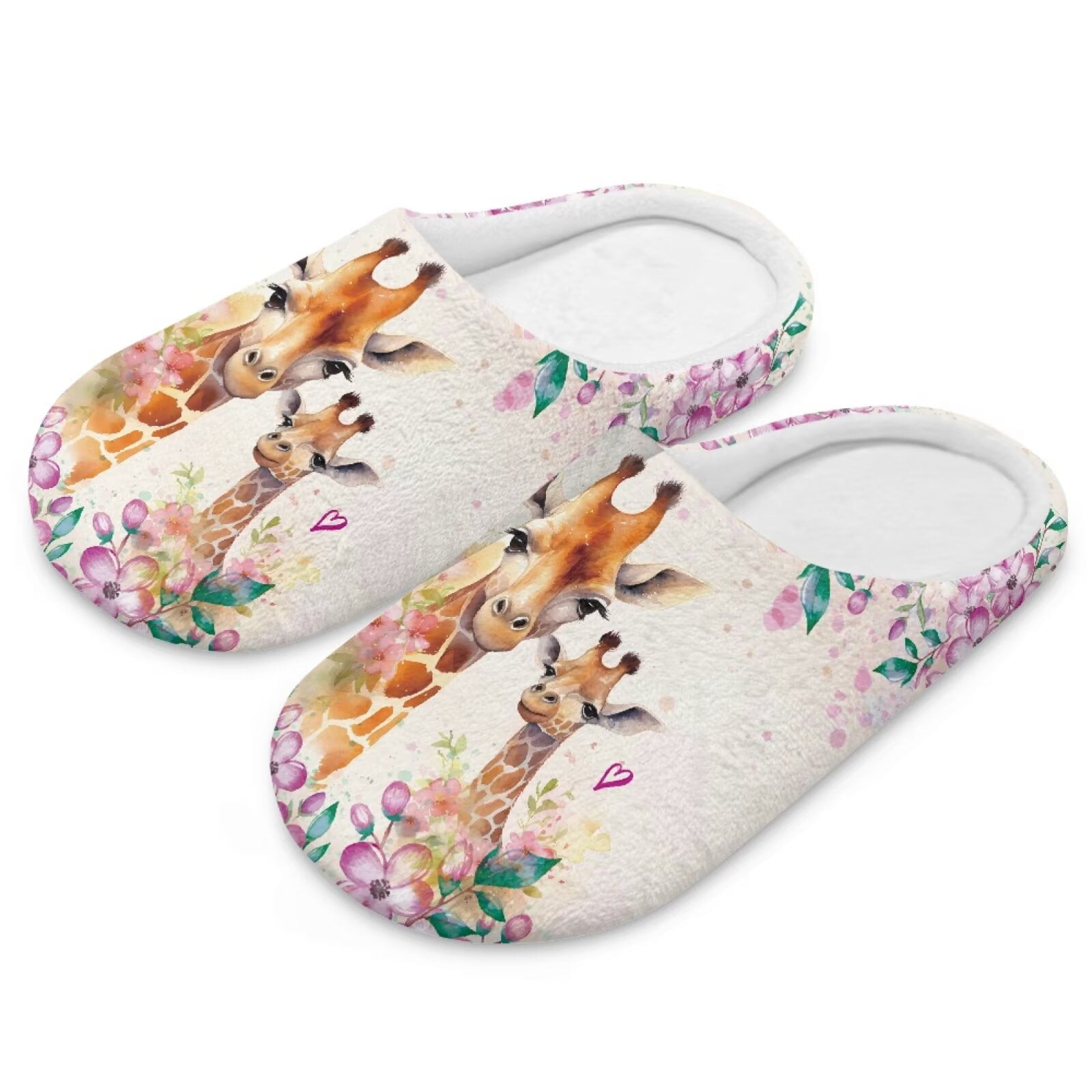 FUIALDOLG Giraffe Family Print House Slippers for Woman with Arch ...