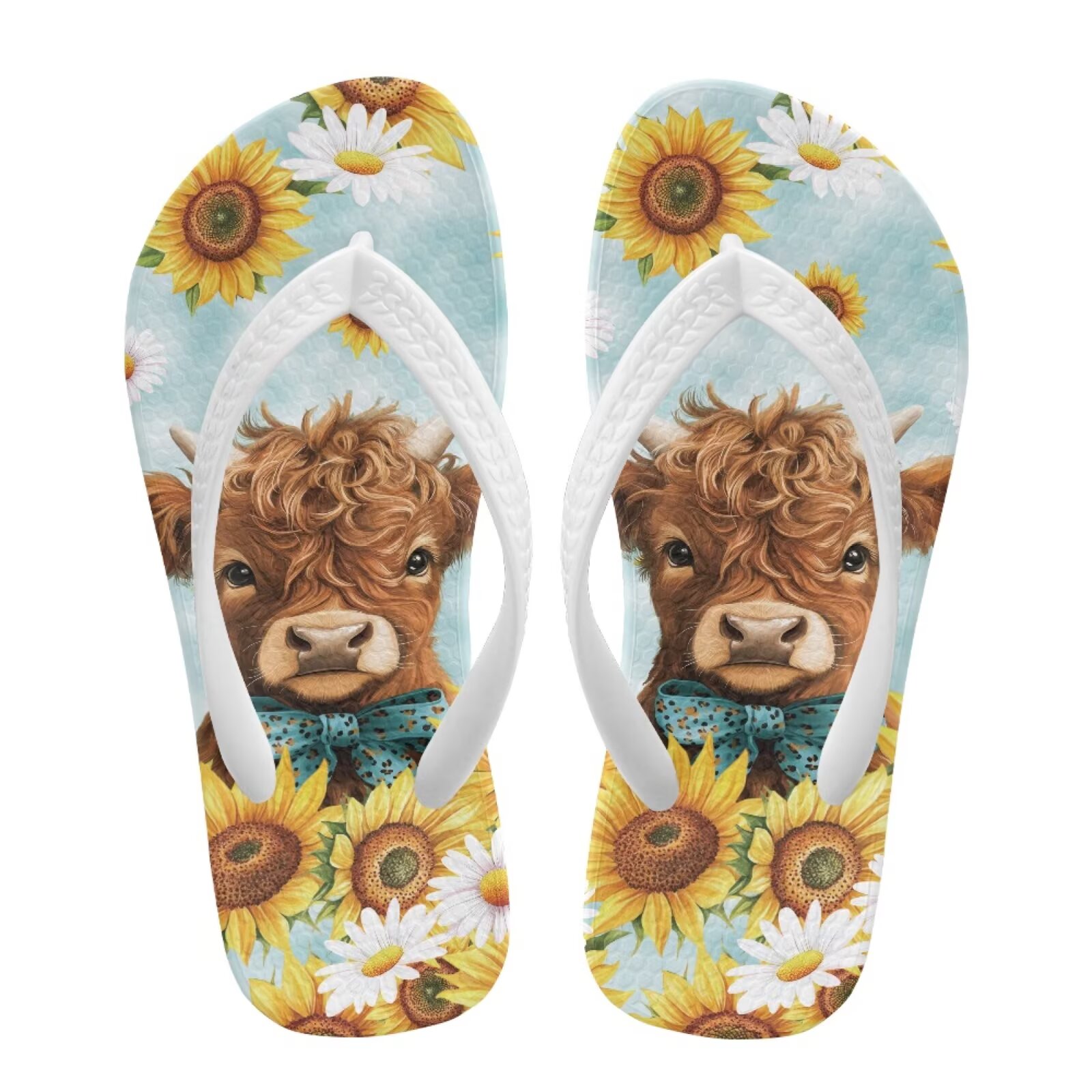 FUIALDOLG Girls' Sandals - Open Toe Slip On Summer Holiday Highland Cow ...