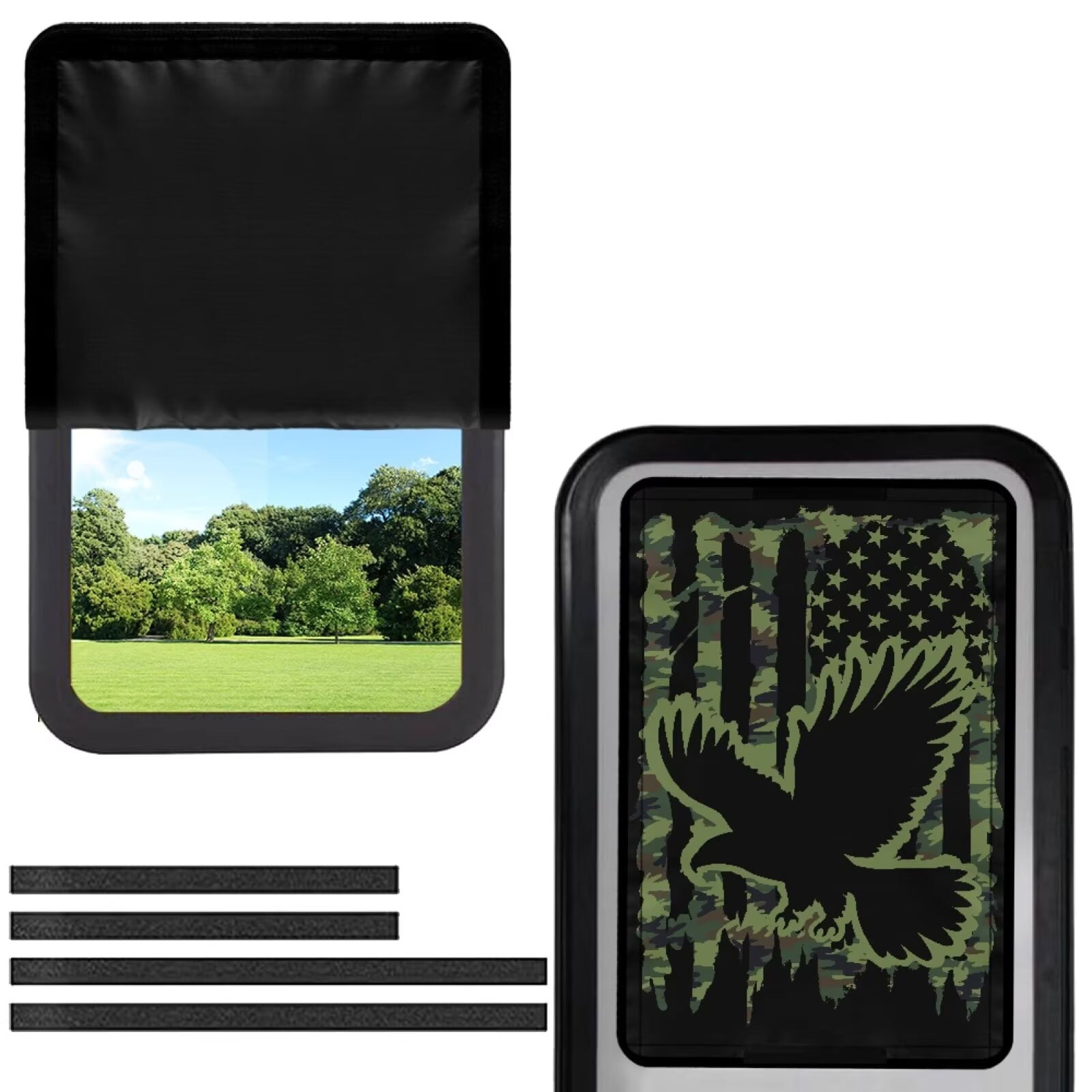 FUIALDOLG Green Camo Eagle RV Door Window Shade Cover, USA Flag Sun ...