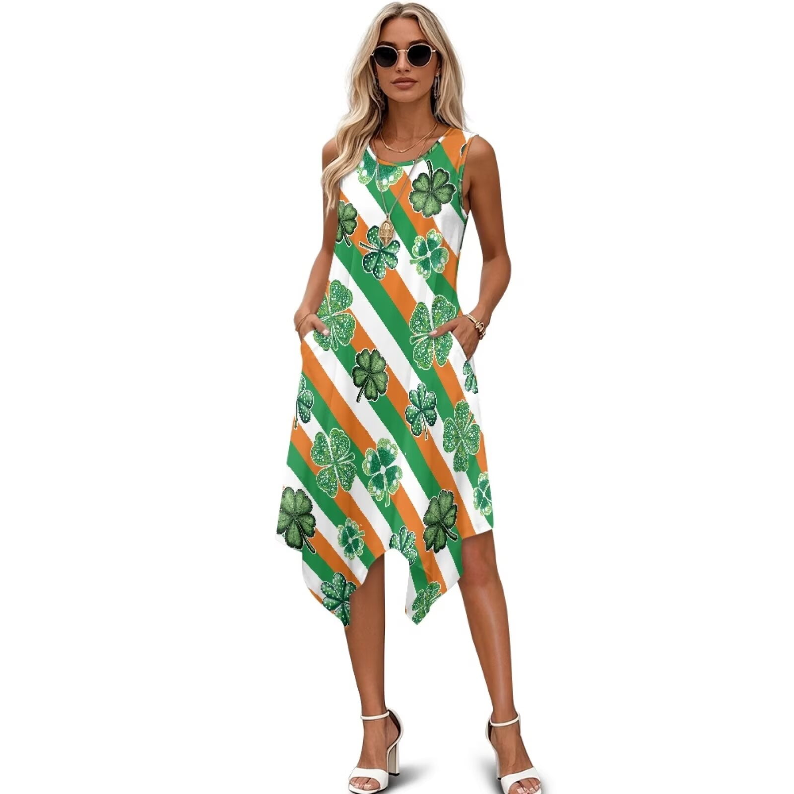 FUIALDOLG Green Leaves Dresses for Women Lady St Patricks Day Outfits ...