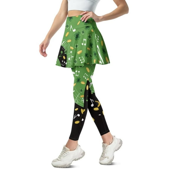 FUIALDOLG Green Leaves Music Notes Tennis Skirt for Women Athletic Golf ...