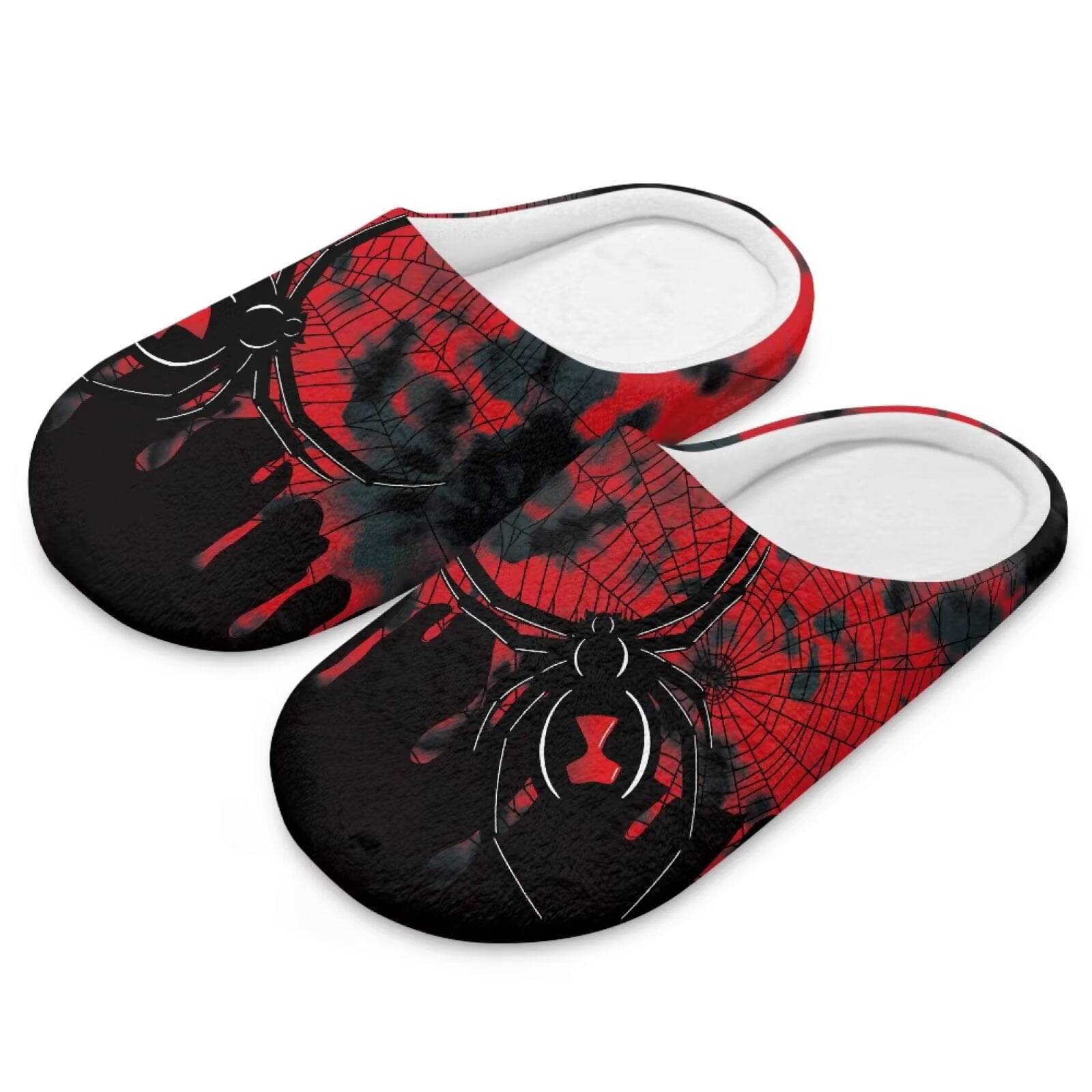 FUIALDOLG Halloween House Slippers for Woman Spider Web Red Print ...