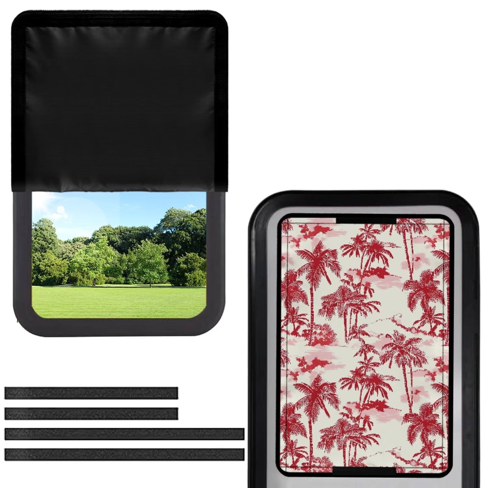 FUIALDOLG Hawaiian RV Door Window Shade Cover - Red Hibiscus Flower RV ...