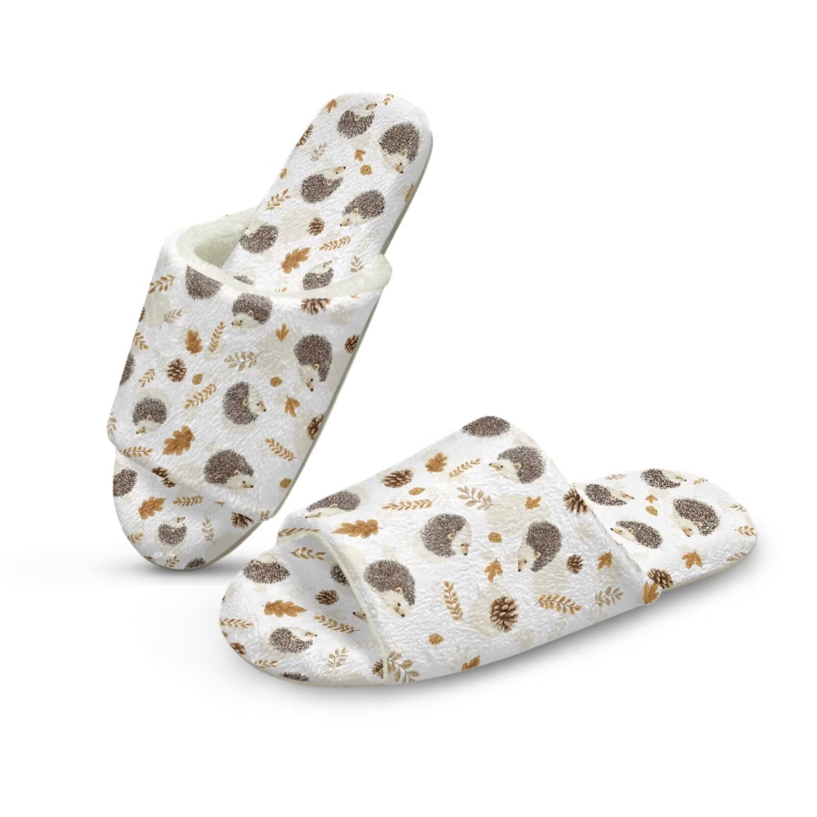 FUIALDOLG Hedgehog Pinecone Print Open Toe House Slippers for Women Men ...