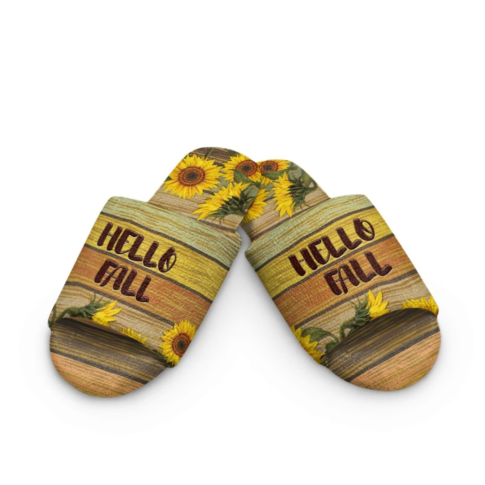 FUIALDOLG Hello Fall Sunflower Print Slippers for Women Indoor House ...