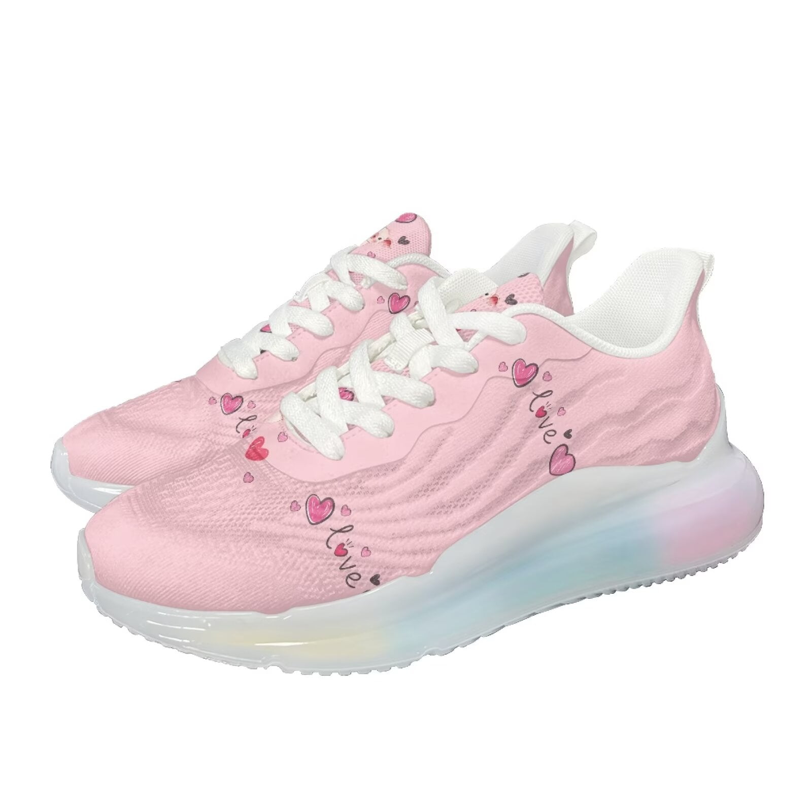 FUIALDOLG Knit Running Shoes for Women Women's Platform Bold Lace-Up ...