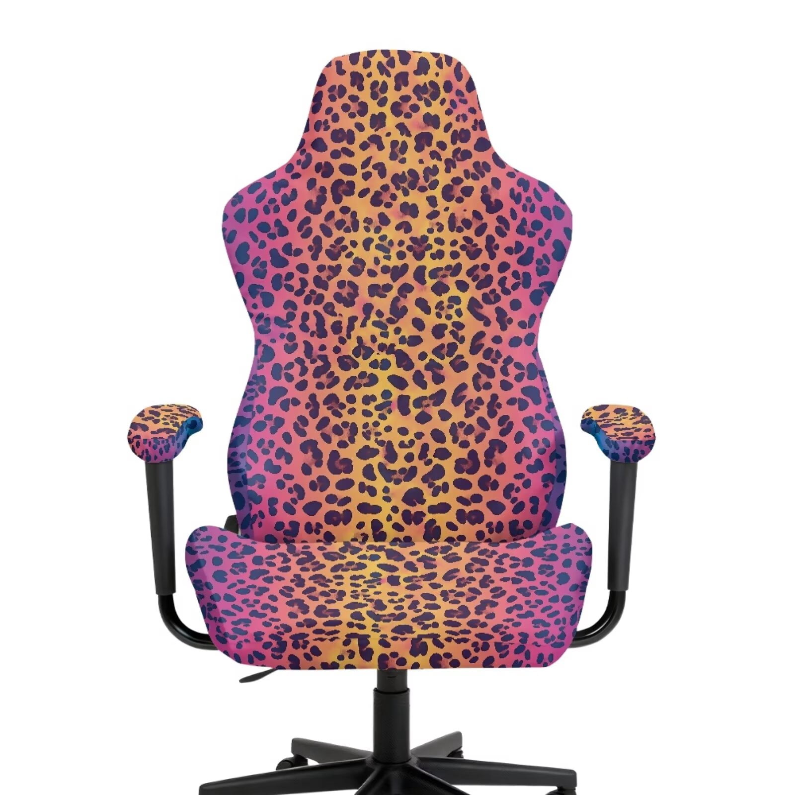 FUIALDOLG Leopard Office Chair Cover with Armrests Pad 4 Piece Zipper ...