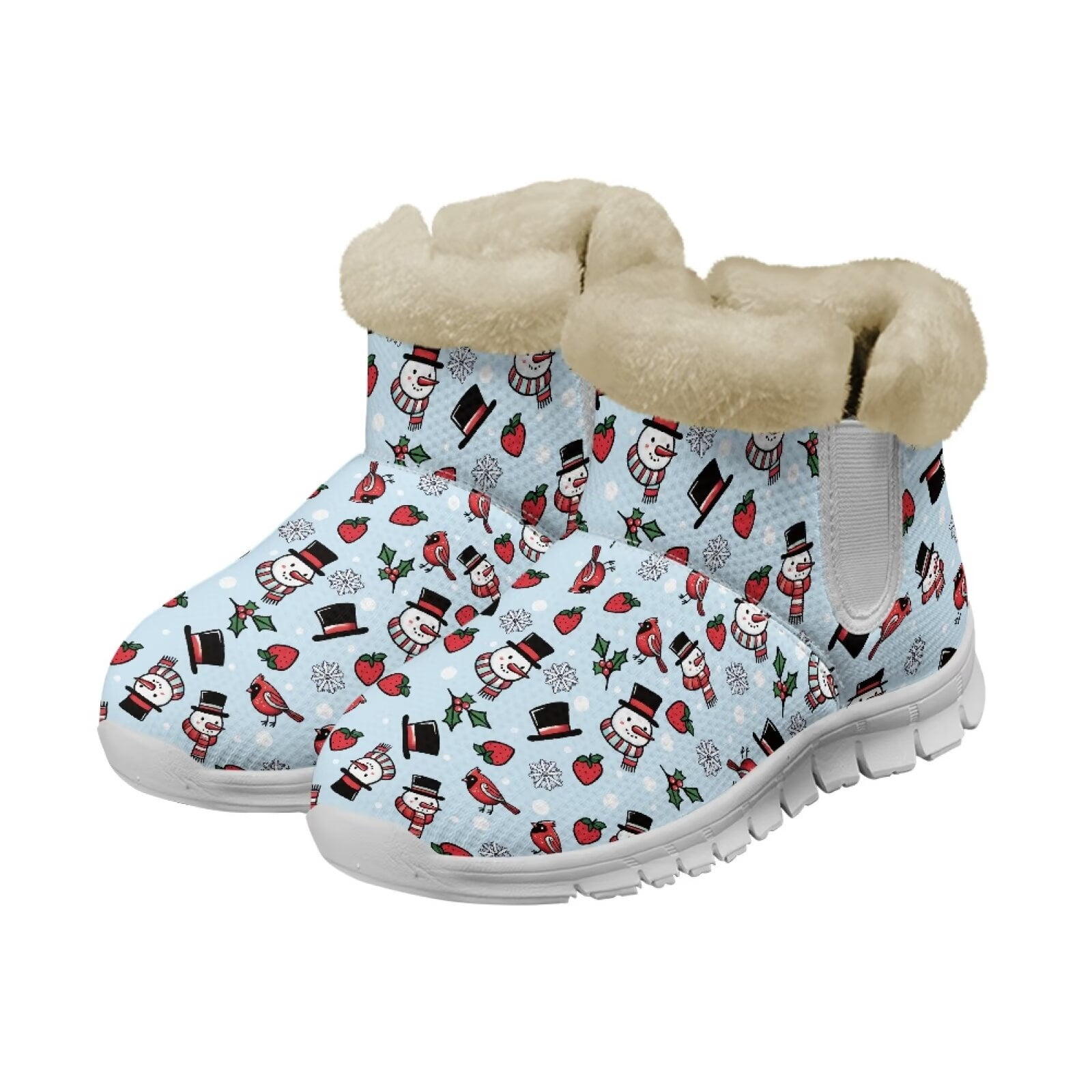 FUIALDOLG Mini Boots for Women Mid Calf Warm Fur Lined Boots Furry ...