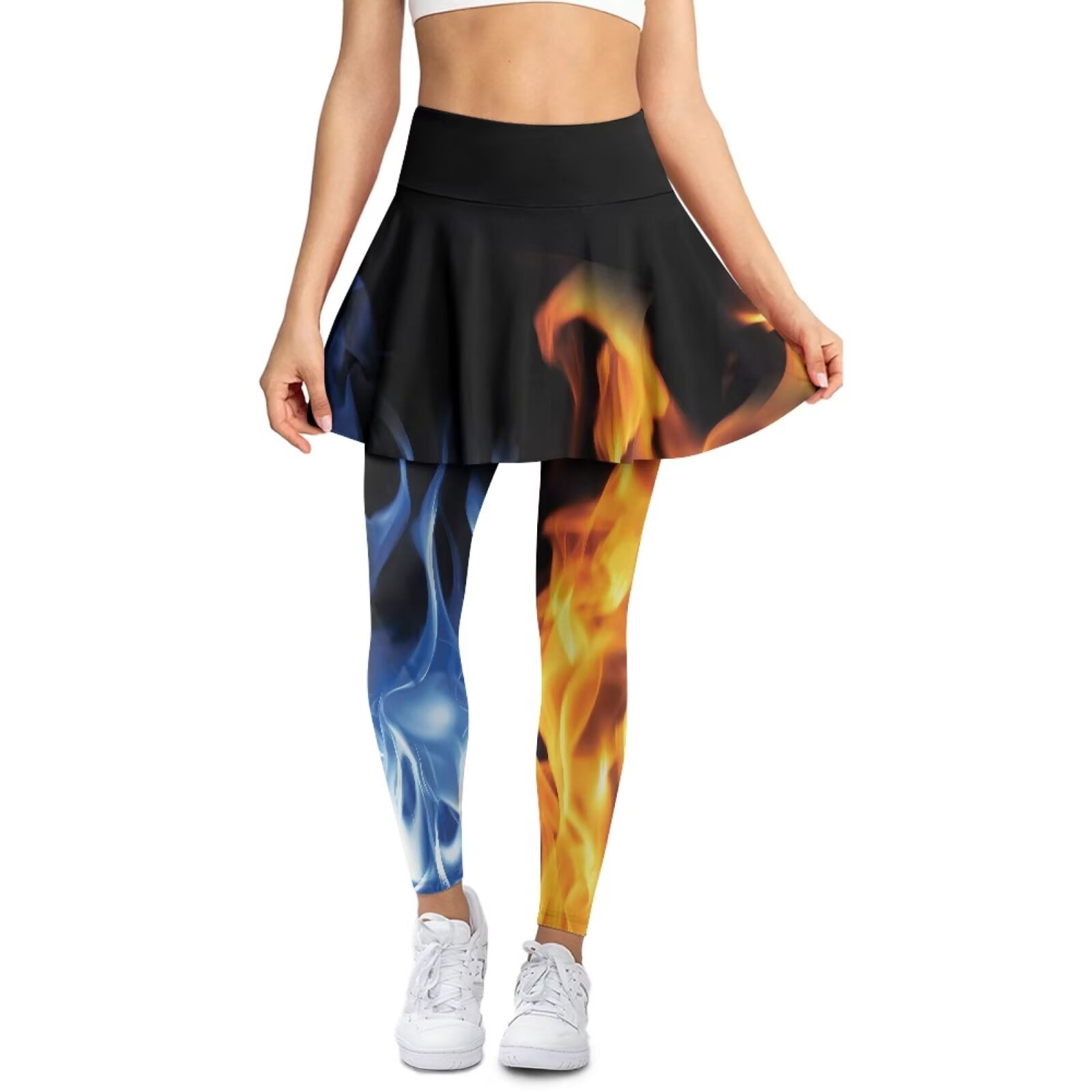 FUIALDOLG Orange Fire Flame Pants Womens Athletic Leggings with Skirt ...