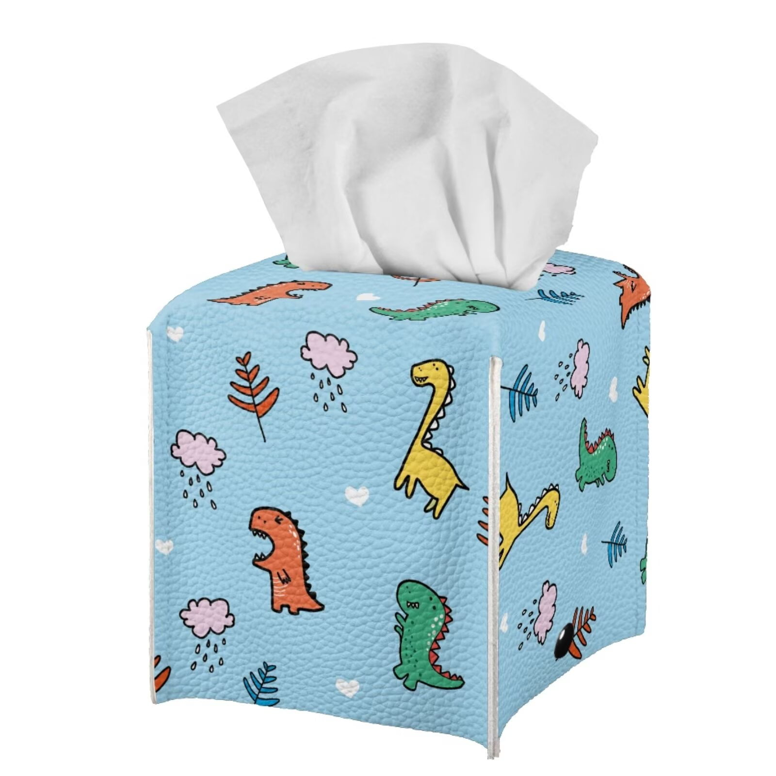 FUIALDOLG PU Leather Tissue Box Cover Square with Cartoon Dinosaur ...