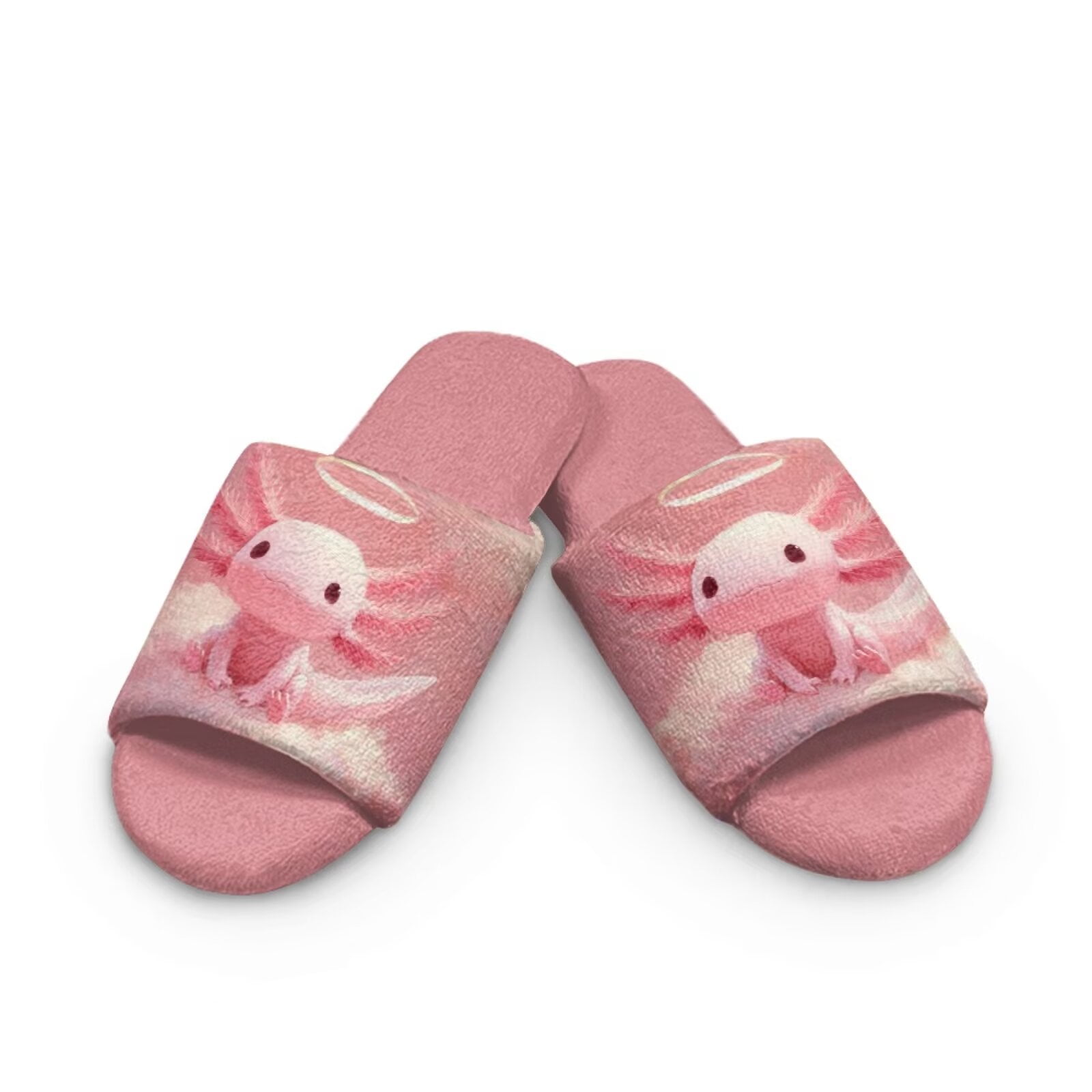 FUIALDOLG Pink Axolotl Print House Slippers for Women Open Toe ...