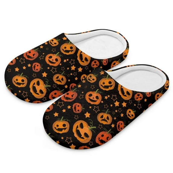 FUIALDOLG Pumpkins Print House Slippers for Woman Halloween Closed Toe ...