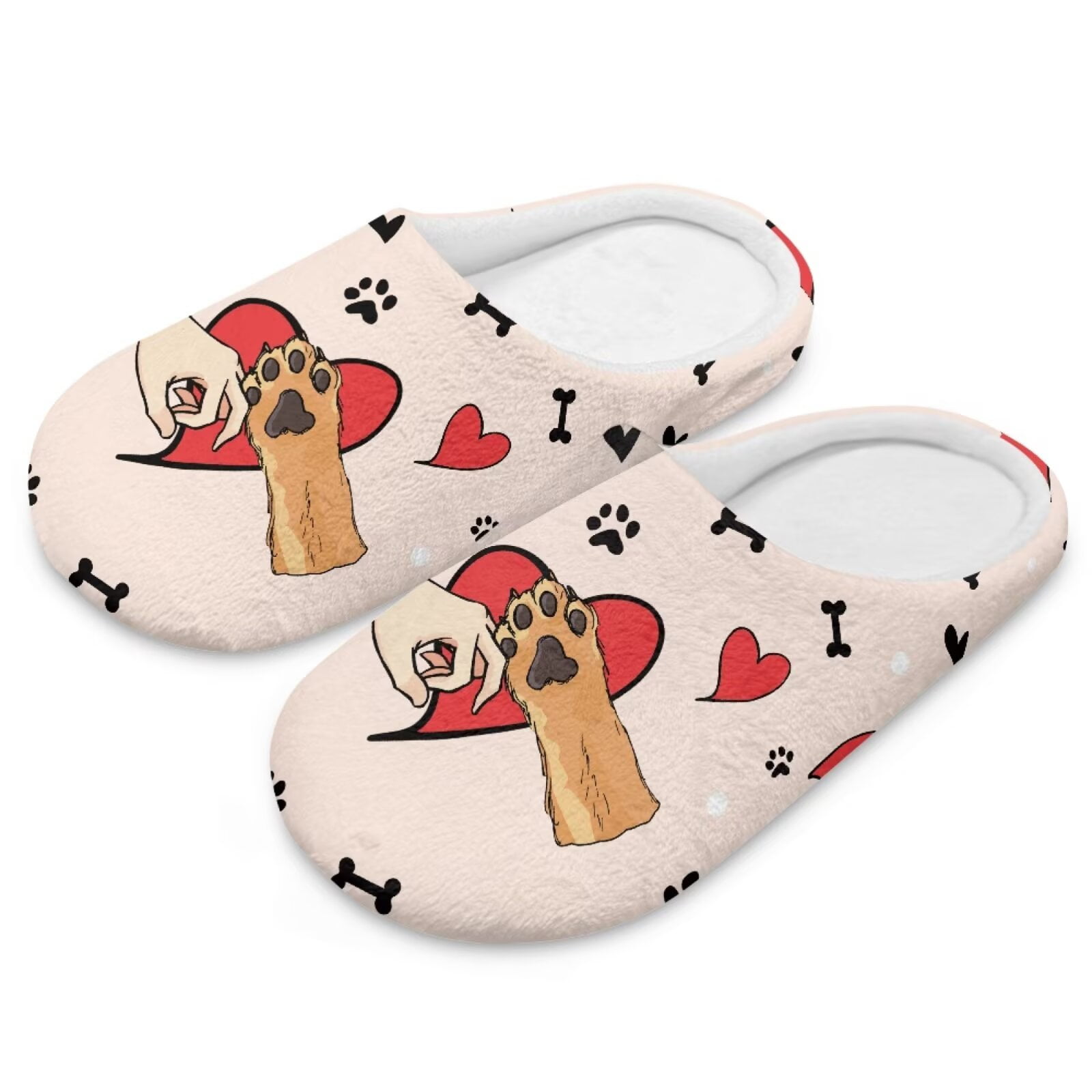 FUIALDOLG Puppy Hand Print Closed Toe House Slippers for Woman Men Soft ...