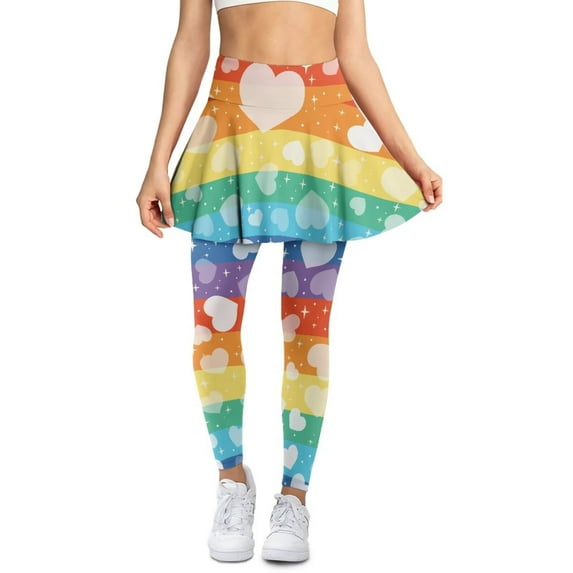 FUIALDOLG Rainbow Love Heart Leggings for Women Valentines Day High ...