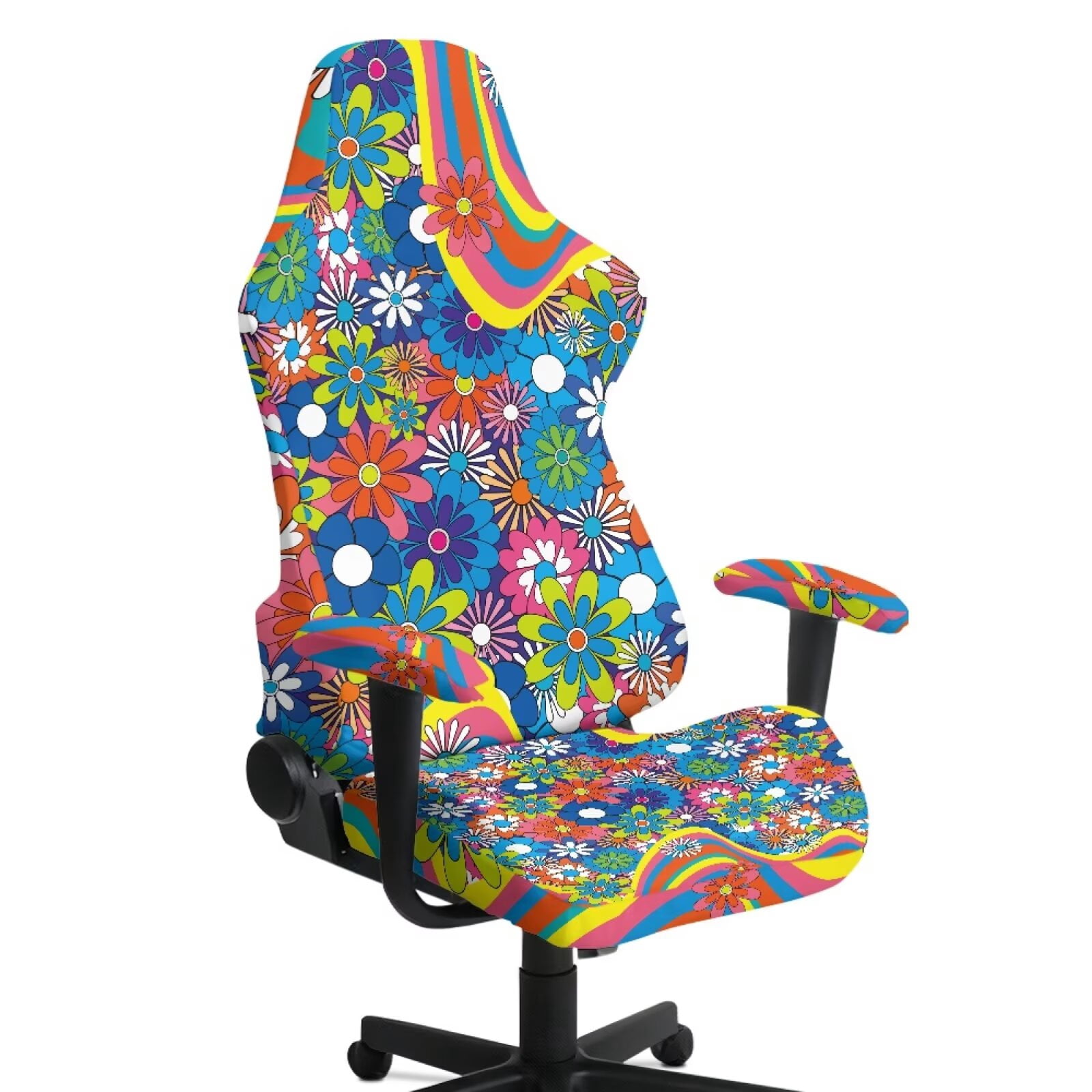 FUIALDOLG Rainbow Swirl Wavy 70S 80S Gamming Chair Covers Set, Hippie ...