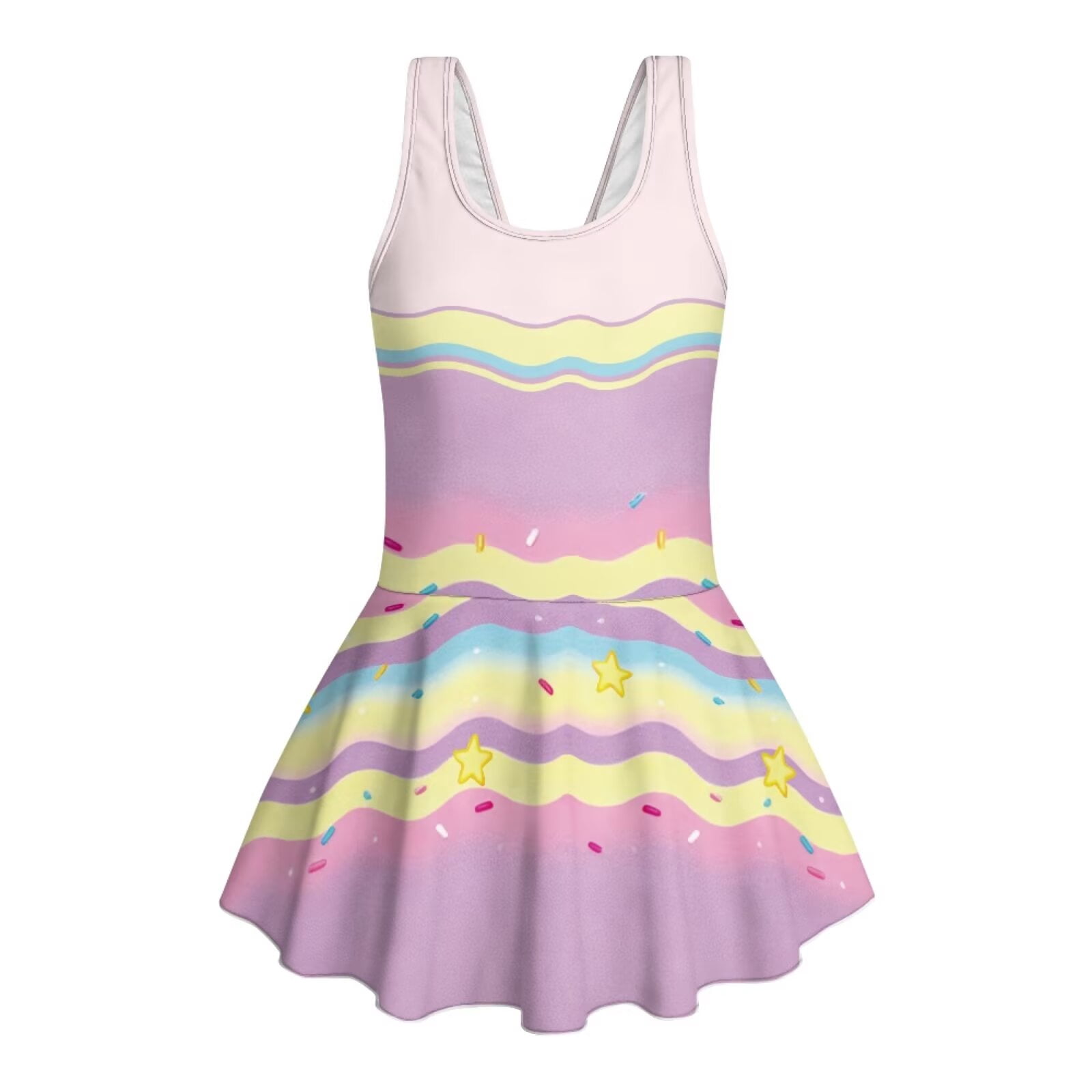 FUIALDOLG Rainbow Swirl Wavy Swimsuit Girls 3-14 One Piece Bathing Suit ...