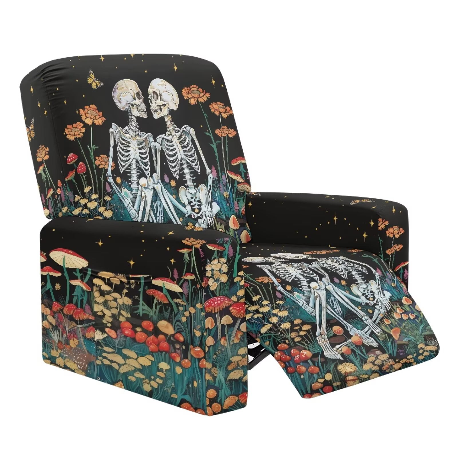 FUIALDOLG Skeleton Couple Floral Print Universal Fit Stretch Recliner ...