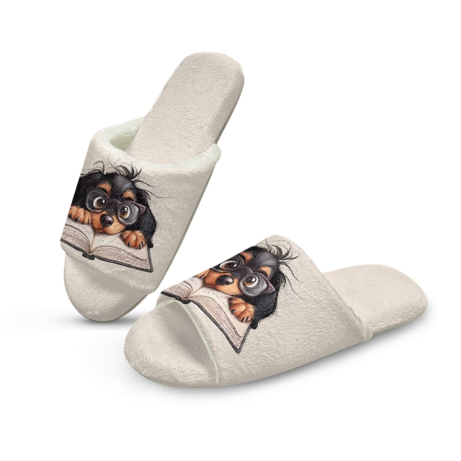 FUIALDOLG Slippers for Women Indoor Cute Dachshund Book Print House ...