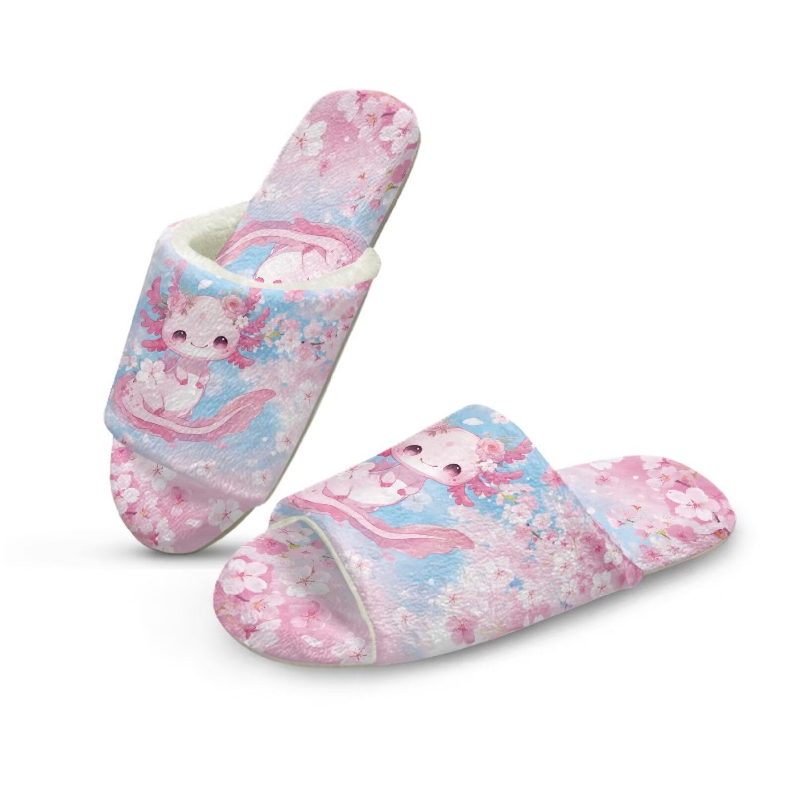 FUIALDOLG Slippers for Women Indoor Sweet Axolotl Print House Slippers ...