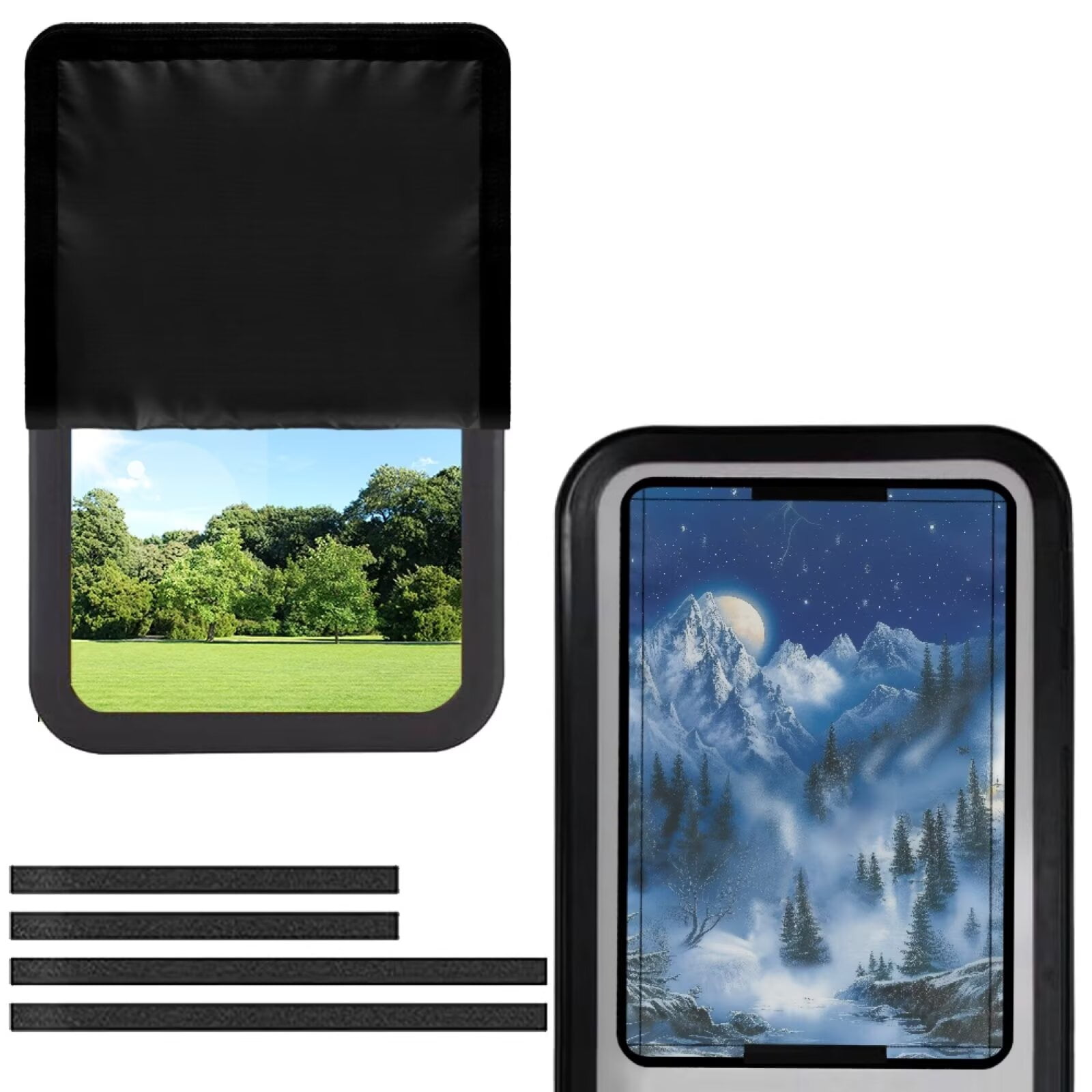 FUIALDOLG Snow Mountain RV Door Window Shade with Hook and Loop ...