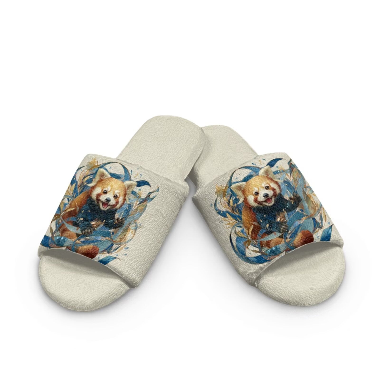 FUIALDOLG Soft Indoor Open Toe Slippers Non-slip Sole Lightweight House ...