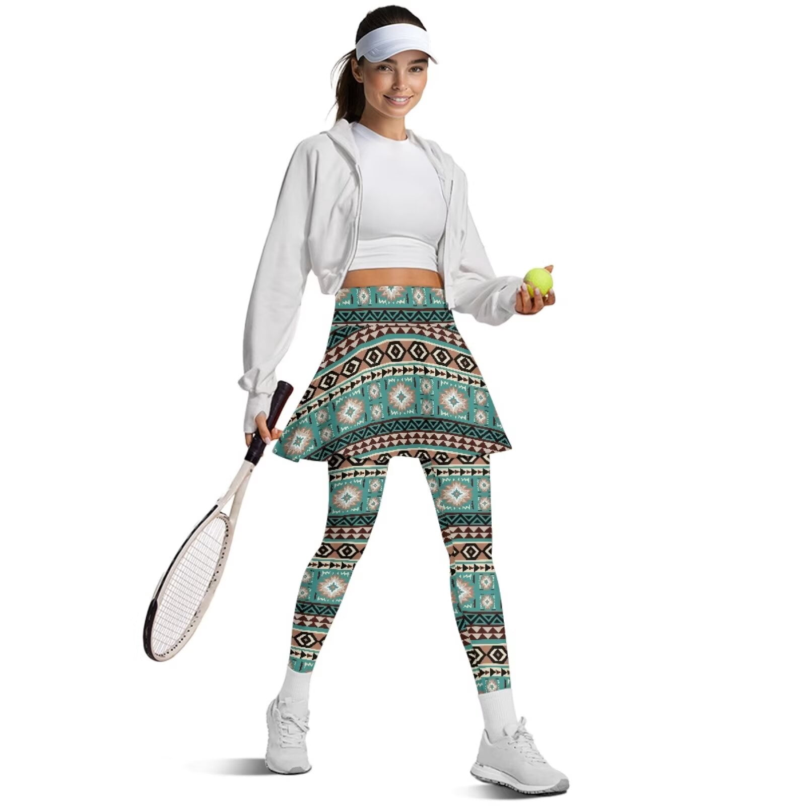 FUIALDOLG Southwestern Style Women's Athletic Skirt with Leggings ...