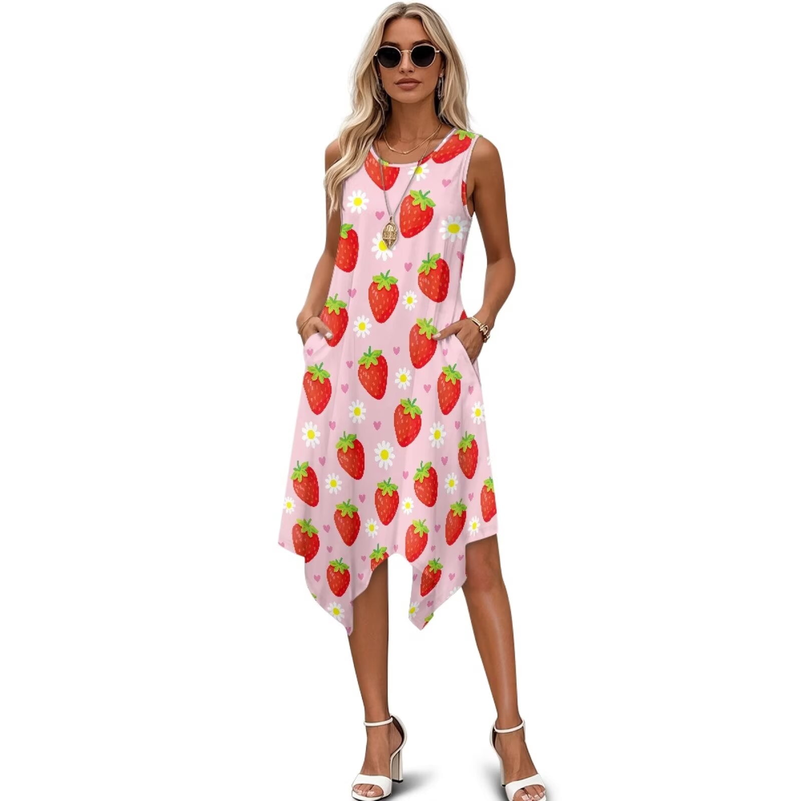 FUIALDOLG Strawberry Dress for Women Daisy Flowers Dress Summer Swing ...