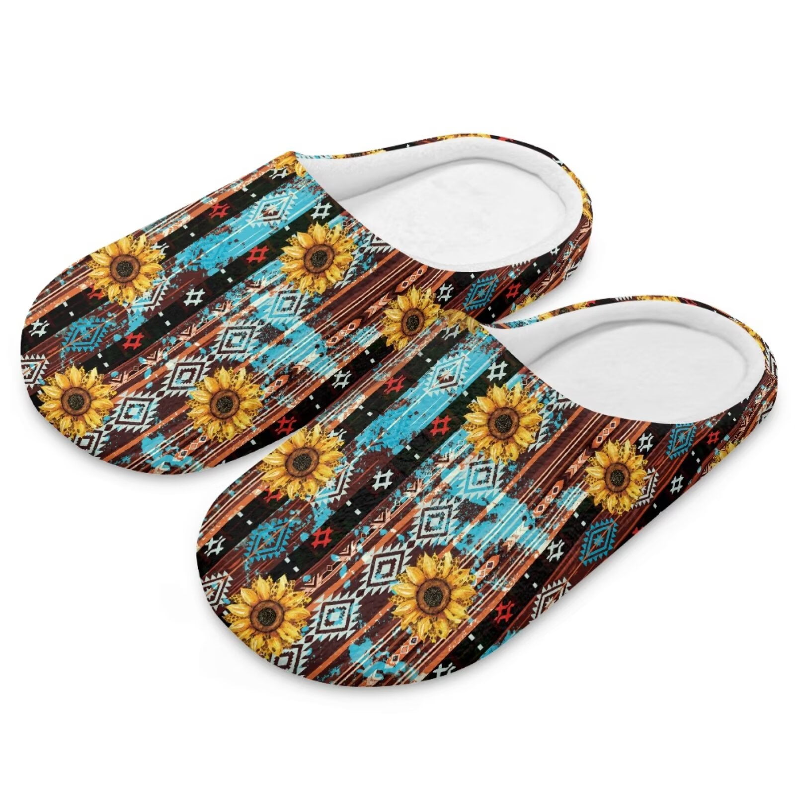 FUIALDOLG Sunflower Indian Ehnic Print Slippers for Women Memory Foam ...