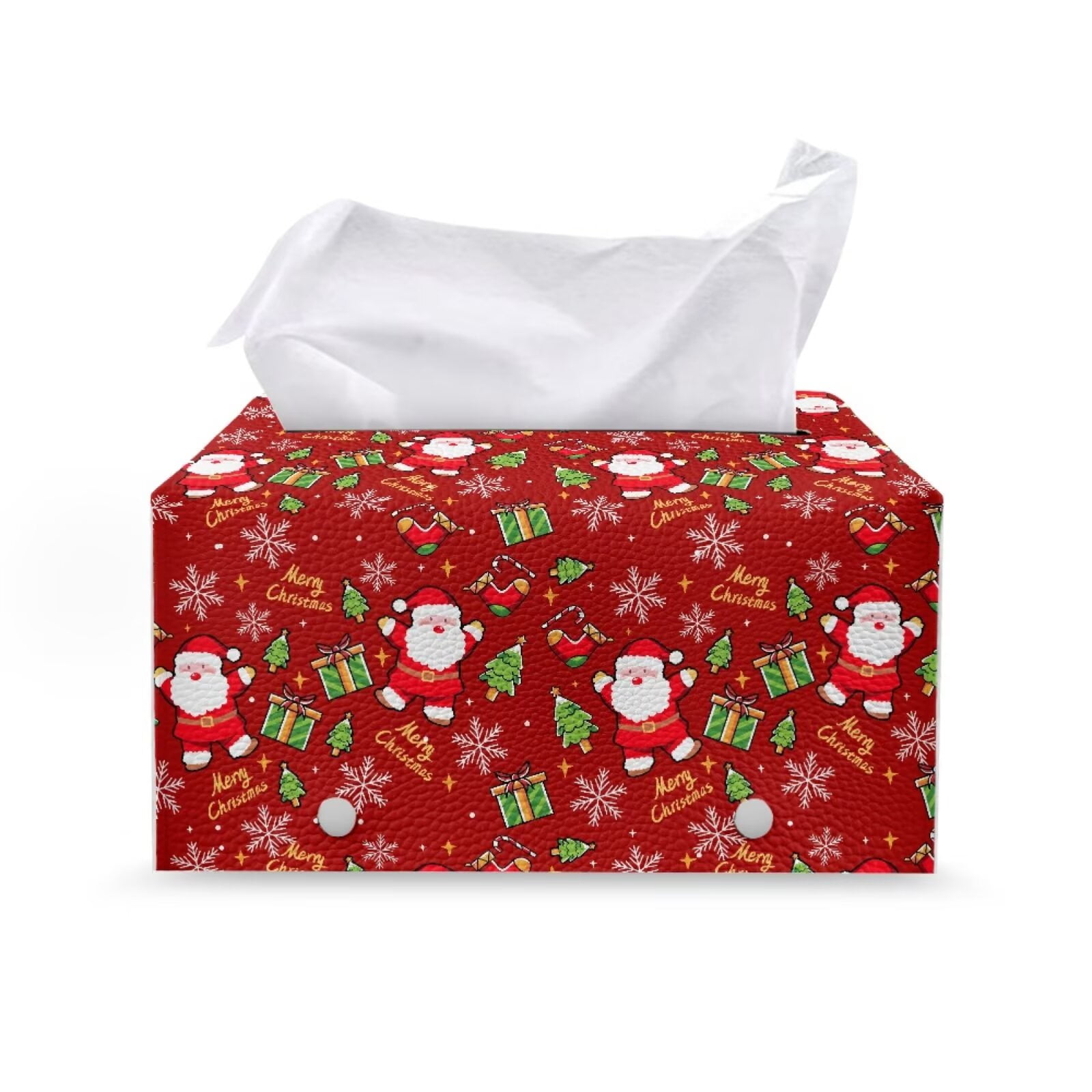 FUIALDOLG Tissue Box Cover PU Leather, Christmas Santa Gift Waterproof ...